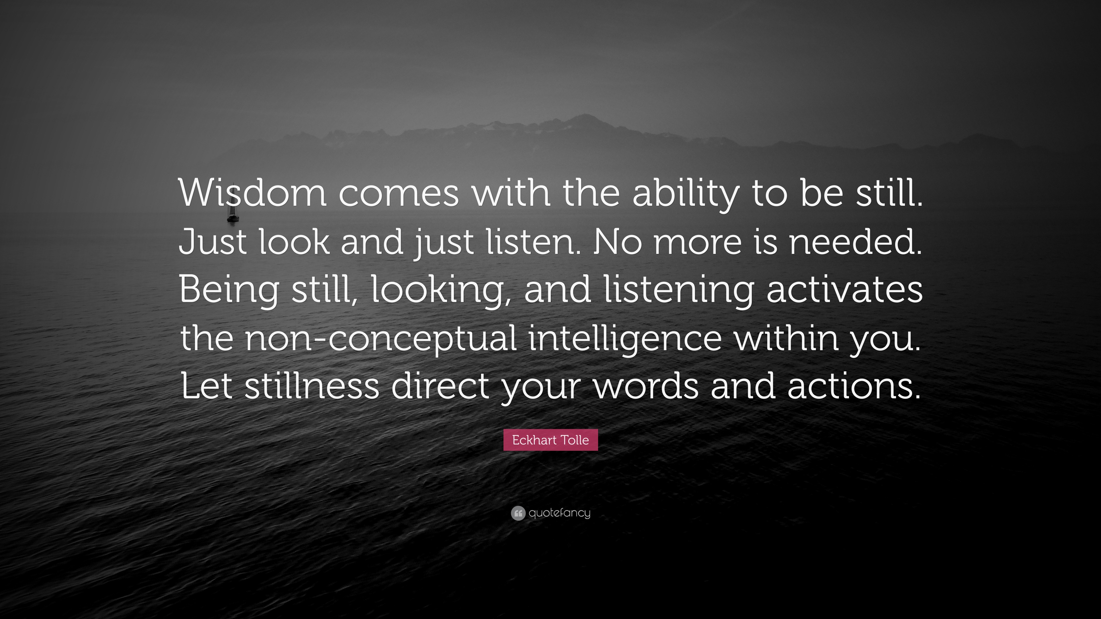 Eckhart Tolle Quote: “Wisdom comes with the ability to be still. Just ...