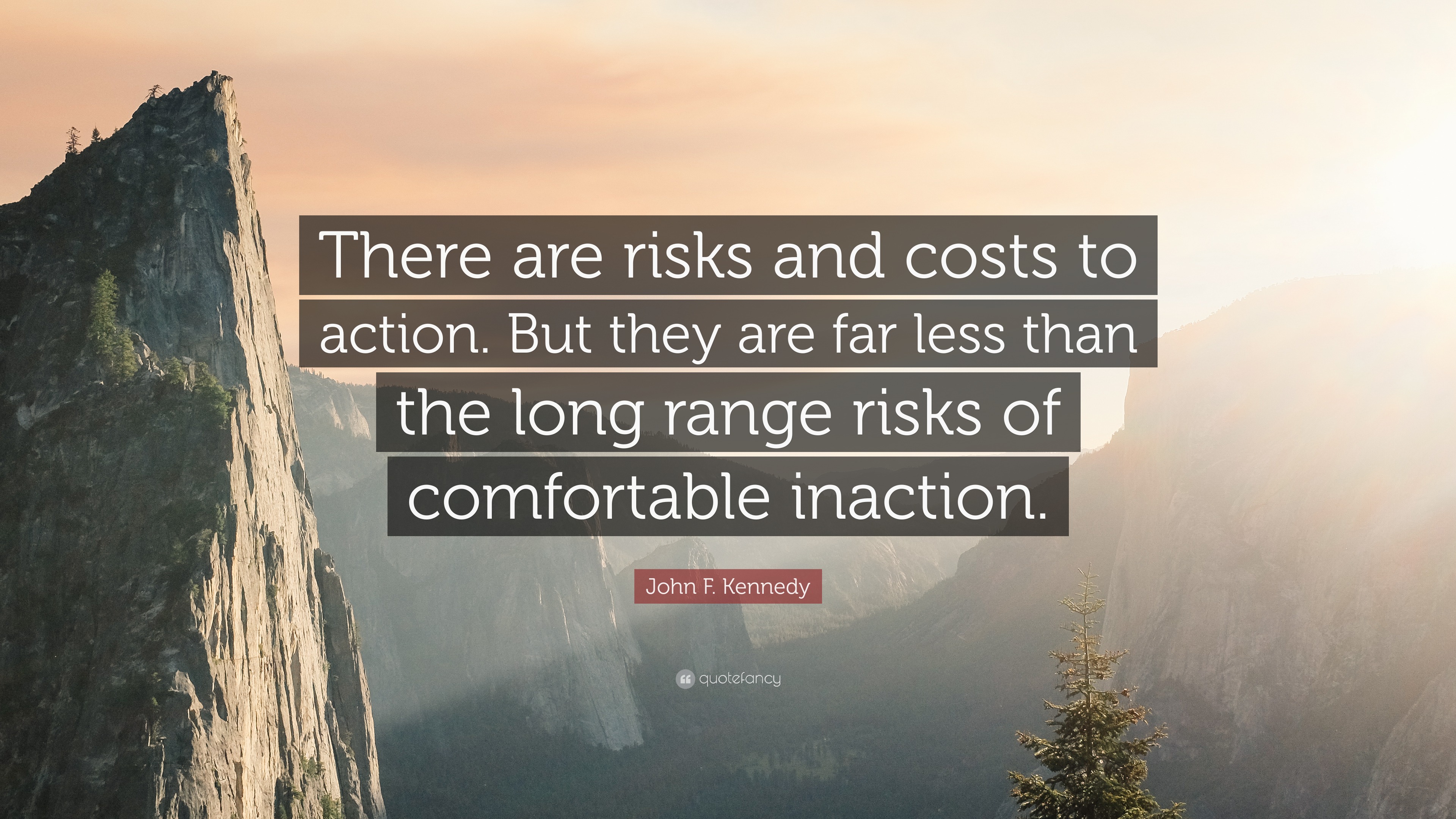 John F. Kennedy Quote: “There are risks and costs to action. But they ...