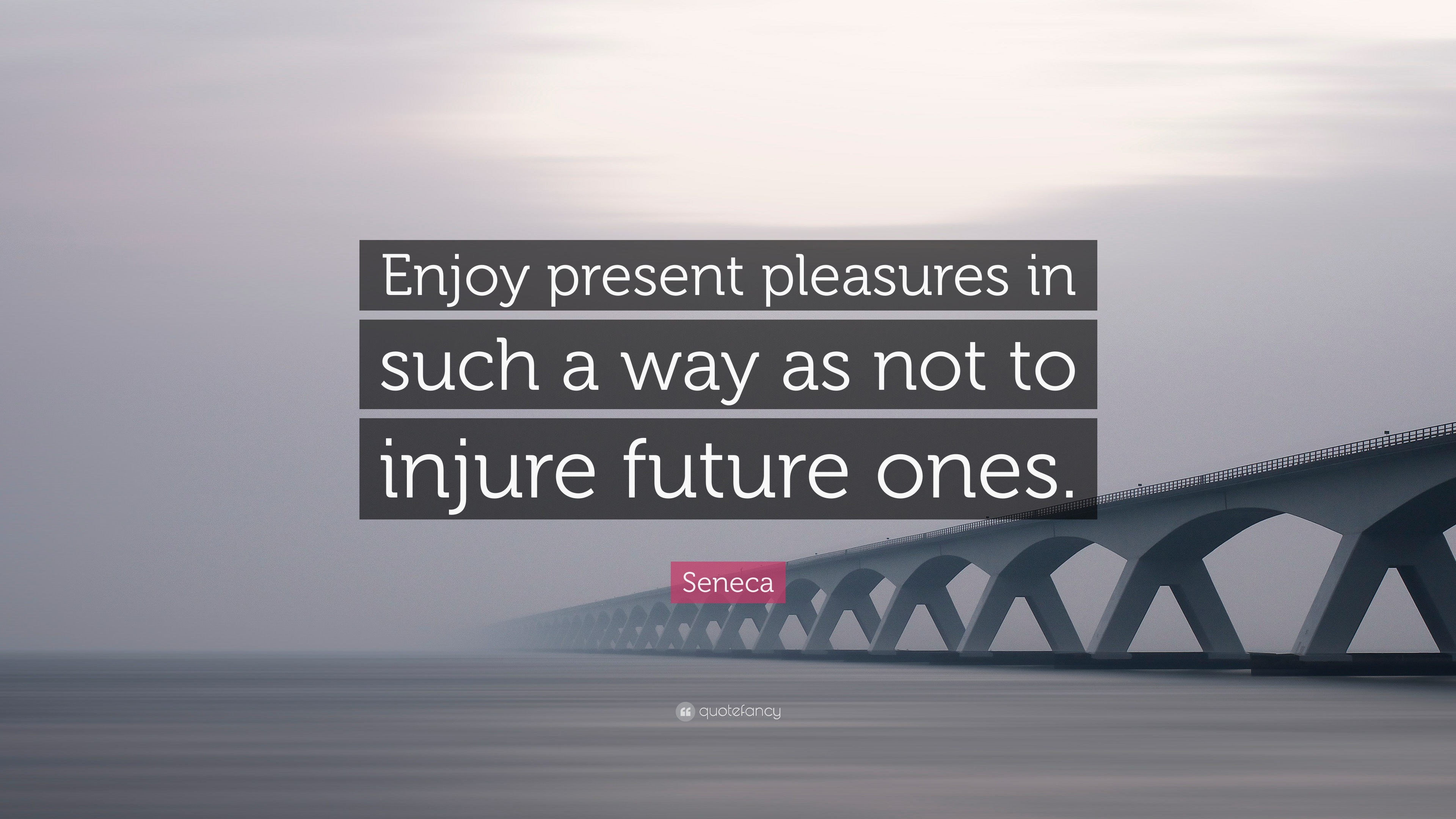 Seneca Quote: “Enjoy present pleasures in such a way as not to injure ...