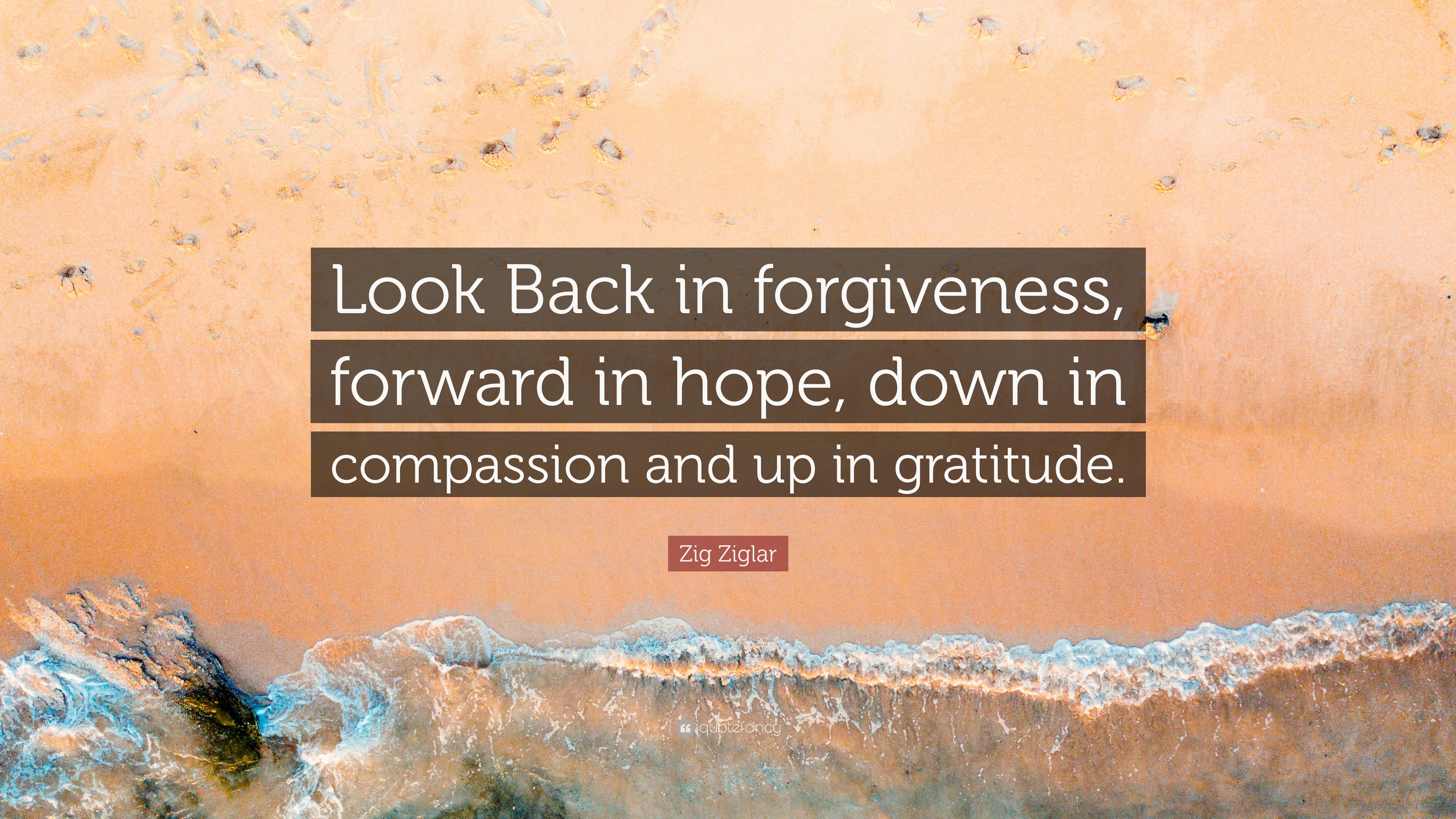 Zig Ziglar Quote: “Look Back in forgiveness, forward in hope, down in ...