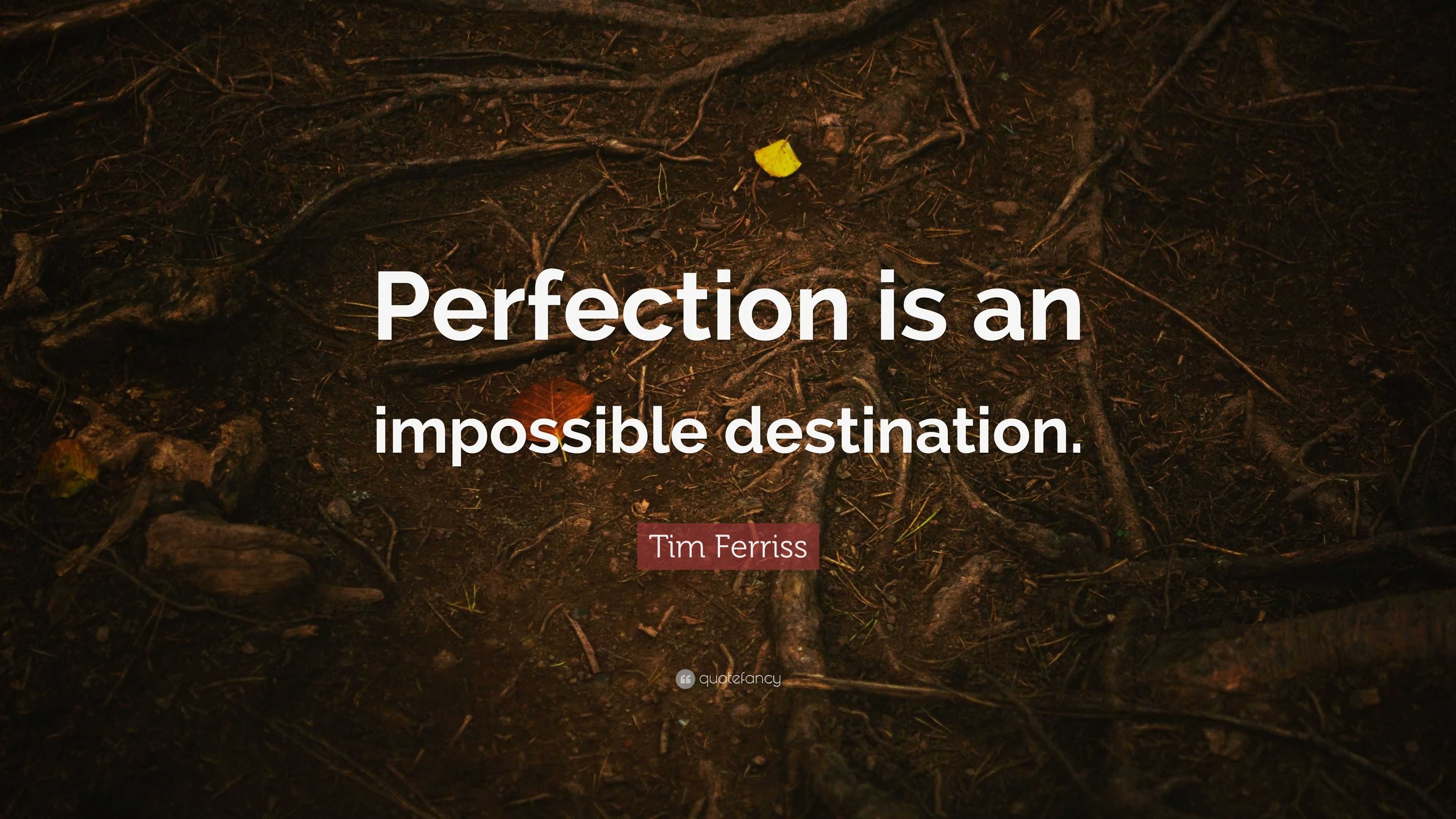 Tim Ferriss Quote: “Perfection is an impossible destination.”