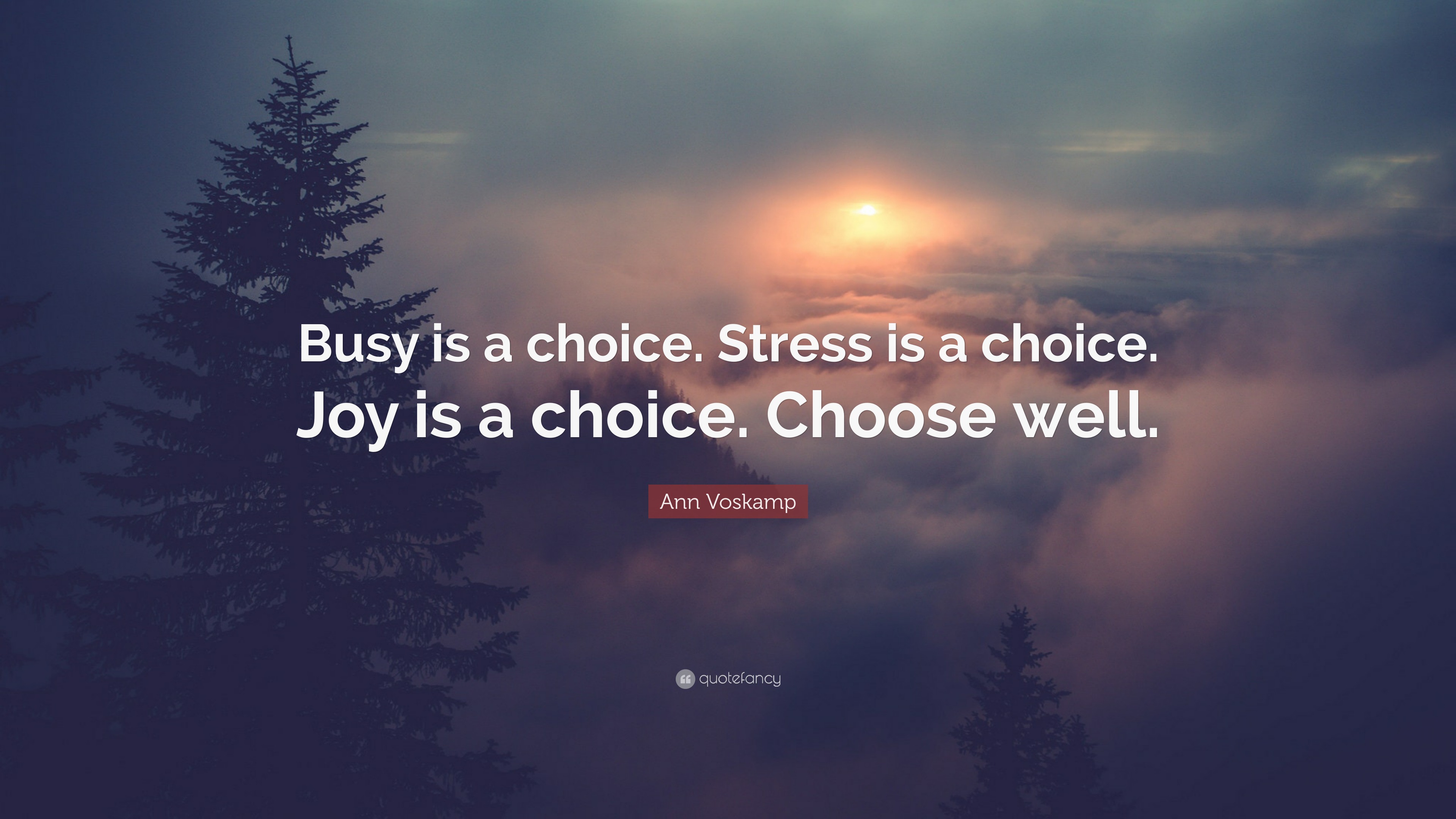 Ann Voskamp Quote: “Busy is a choice. Stress is a choice. Joy is a ...