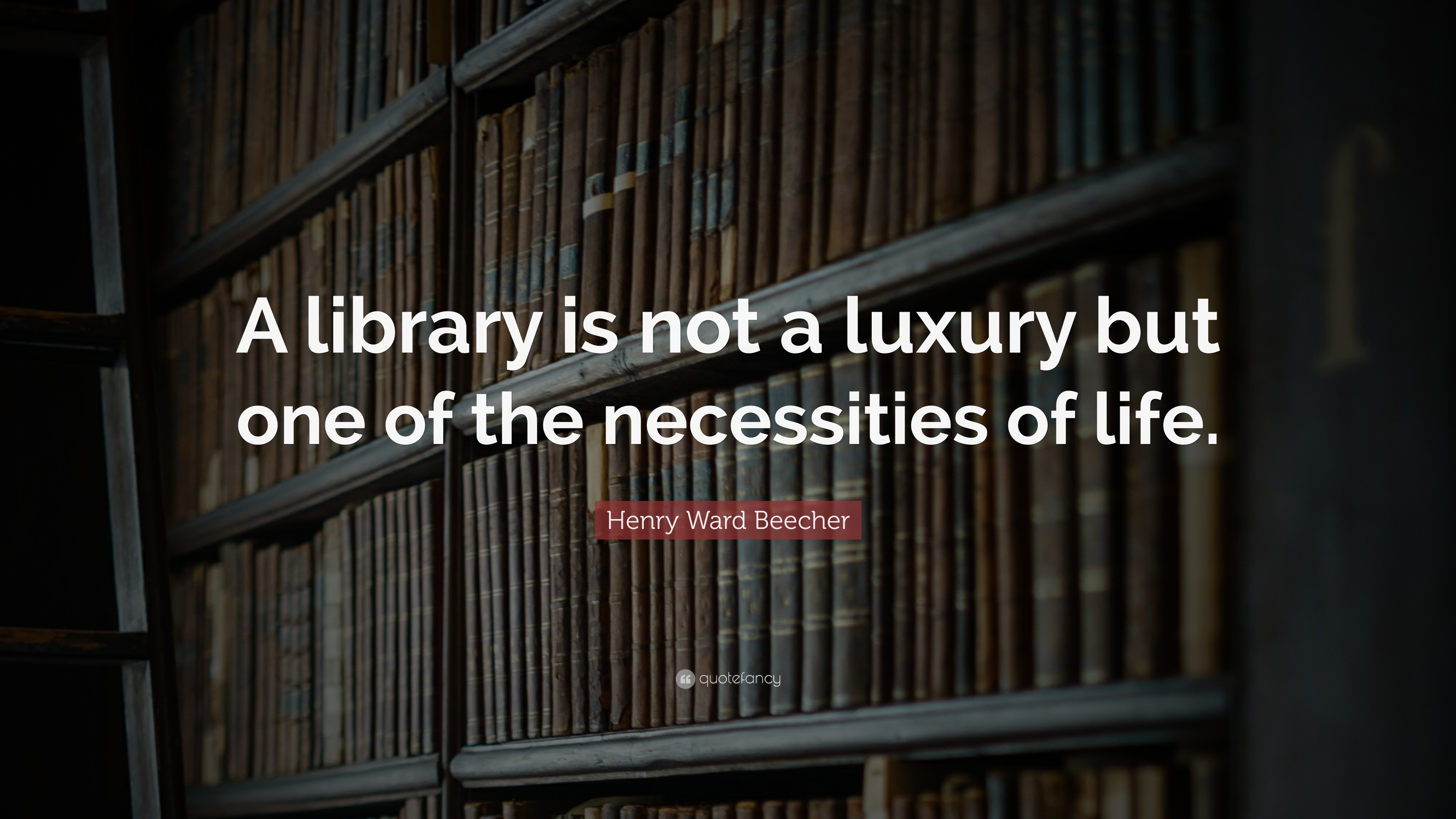 Henry Ward Beecher Quote: “A library is not a luxury but one of the ...