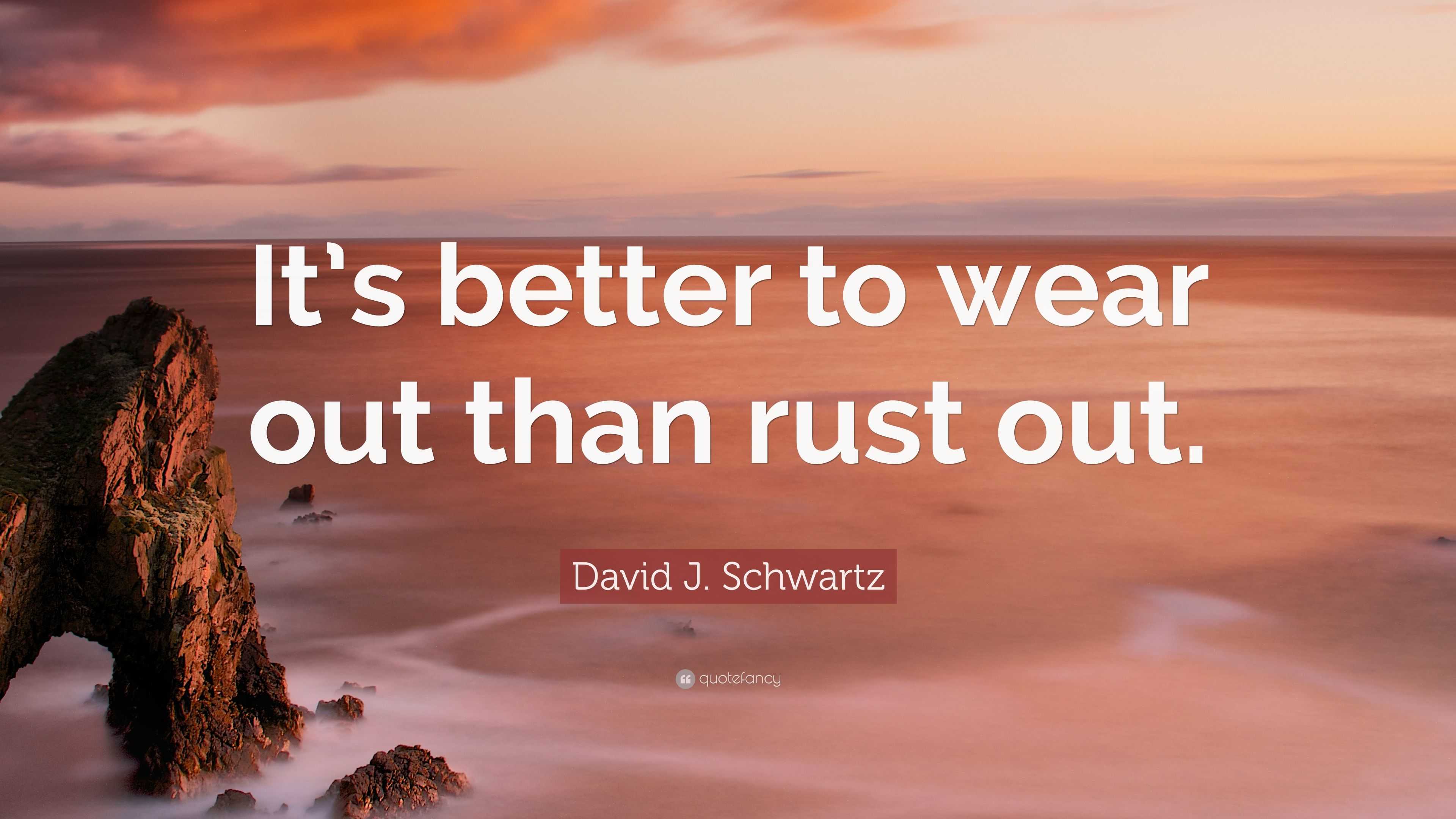David J. Schwartz Quote: “It’s better to wear out than rust out.”