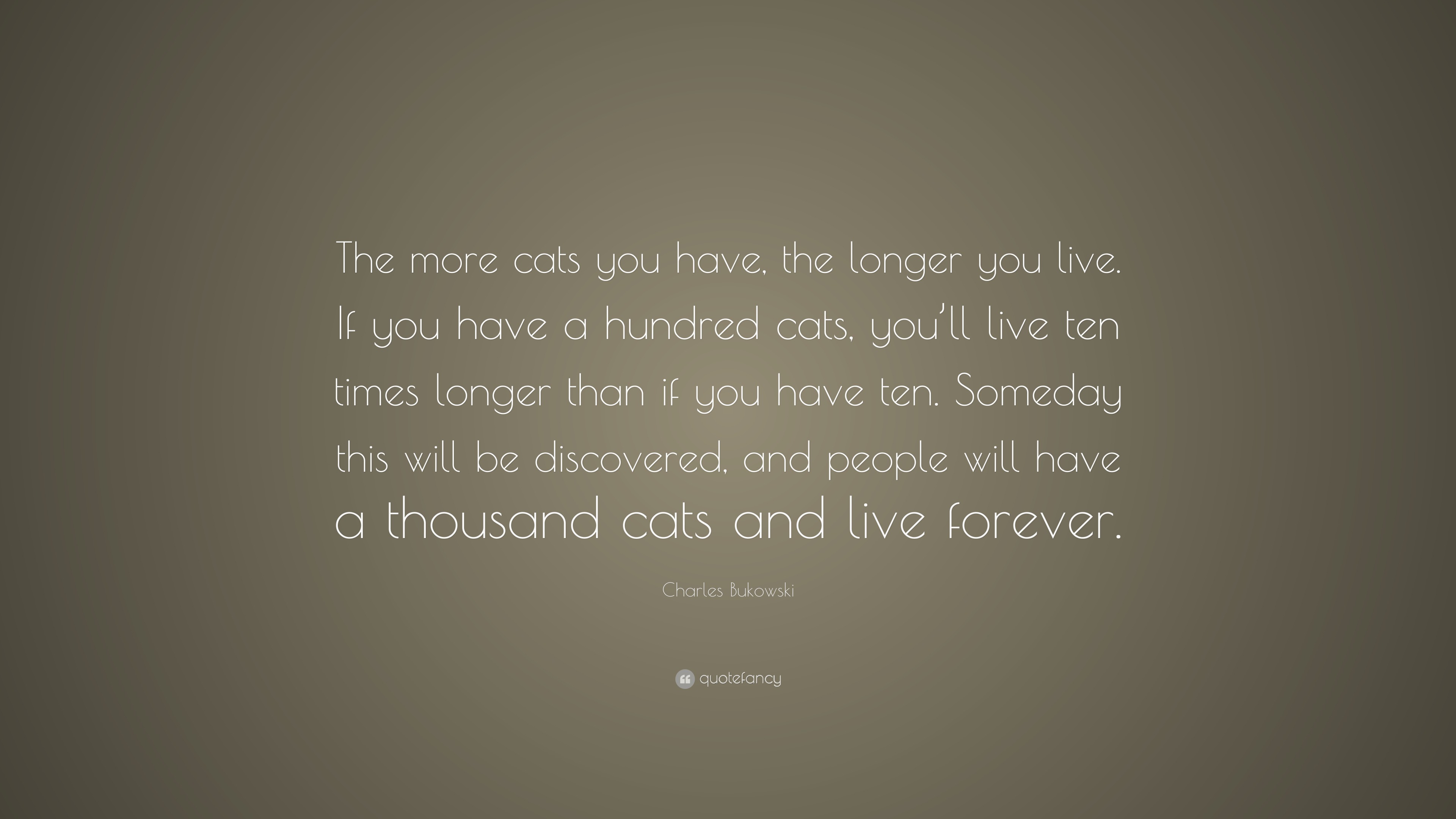 Charles Bukowski Quote: “The more cats you have, the longer you live ...