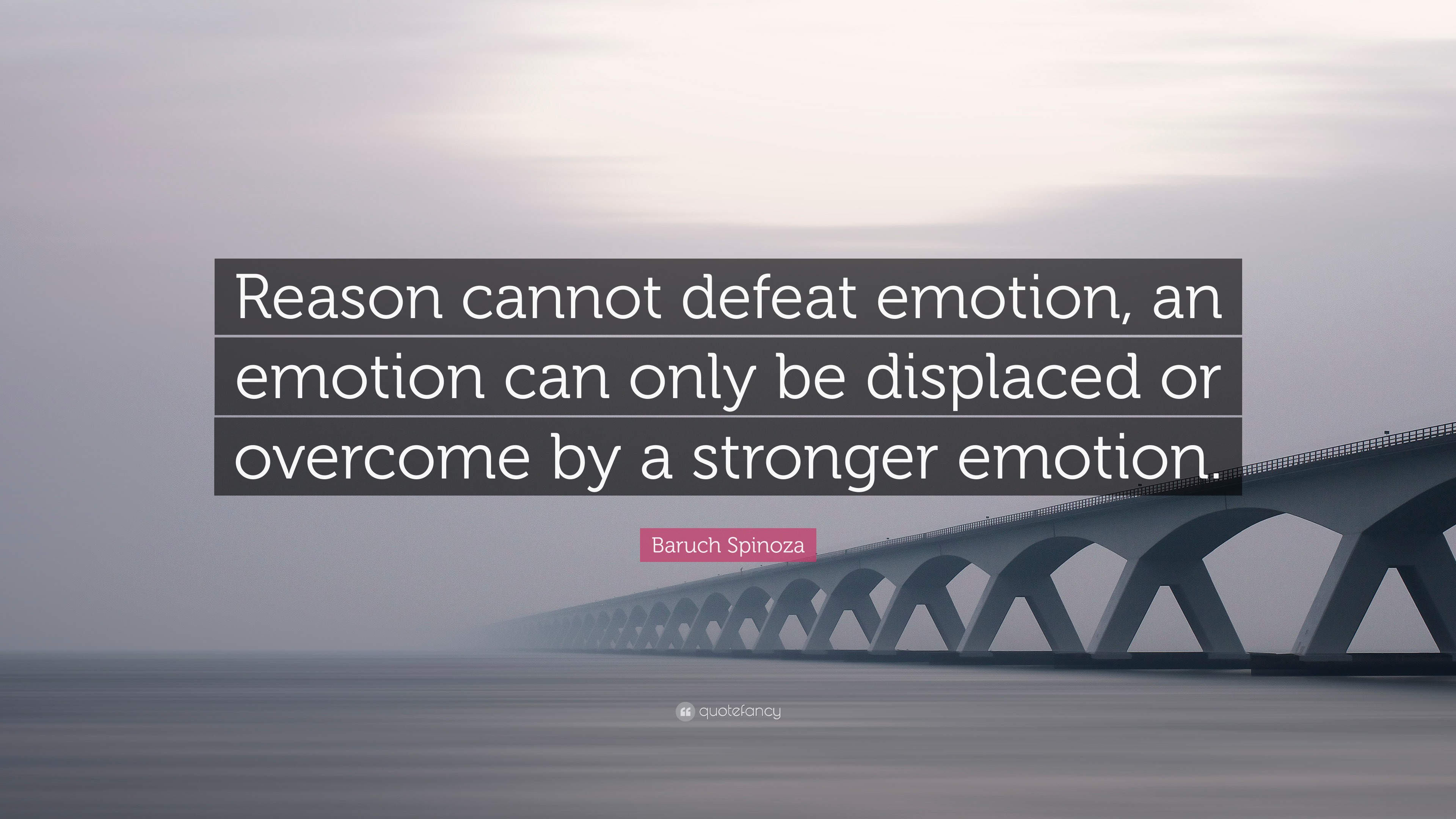 Baruch Spinoza Quote: “Reason cannot defeat emotion, an emotion can ...