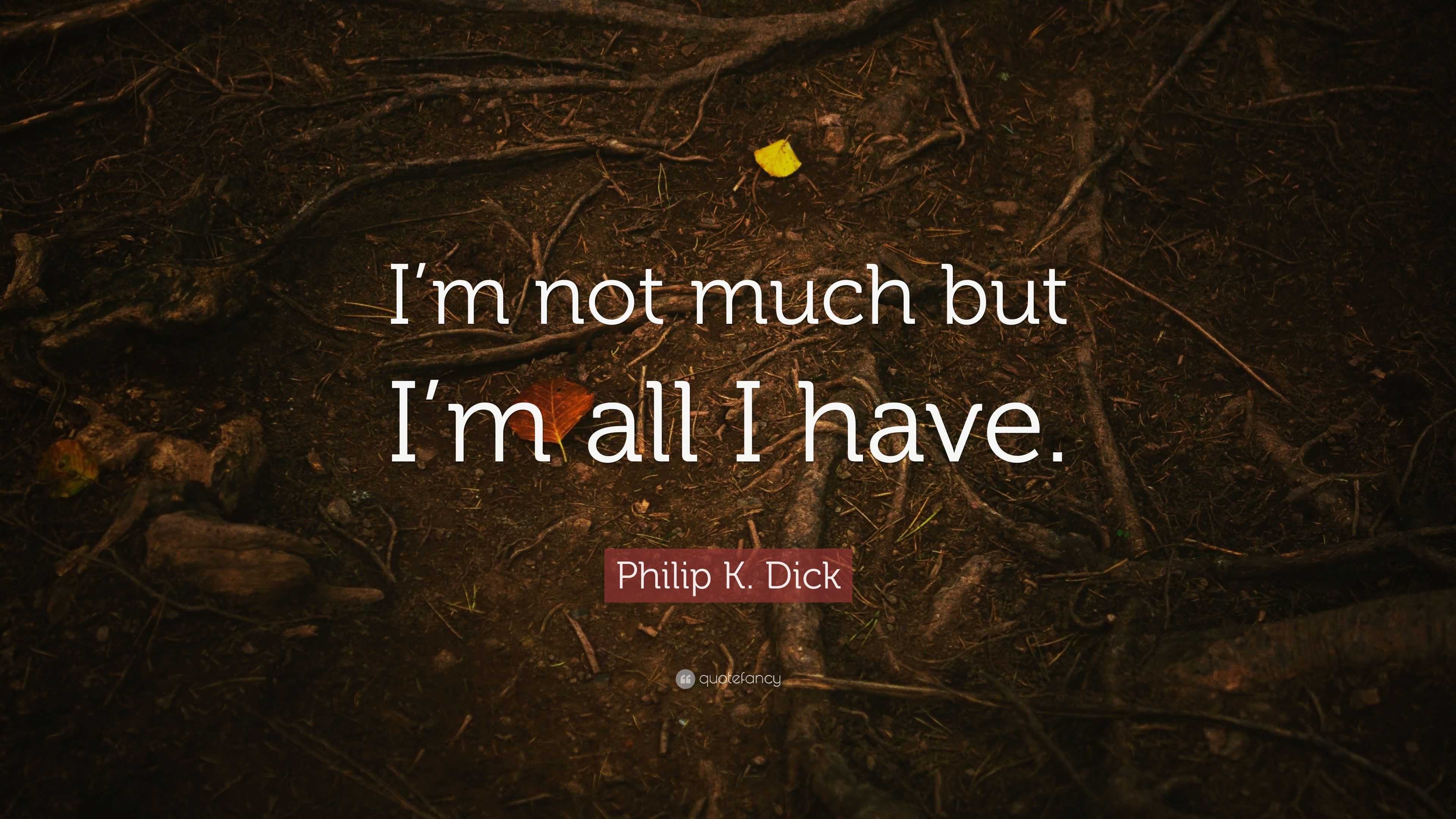 Philip K. Dick Quote: “I’m not much but I’m all I have.”