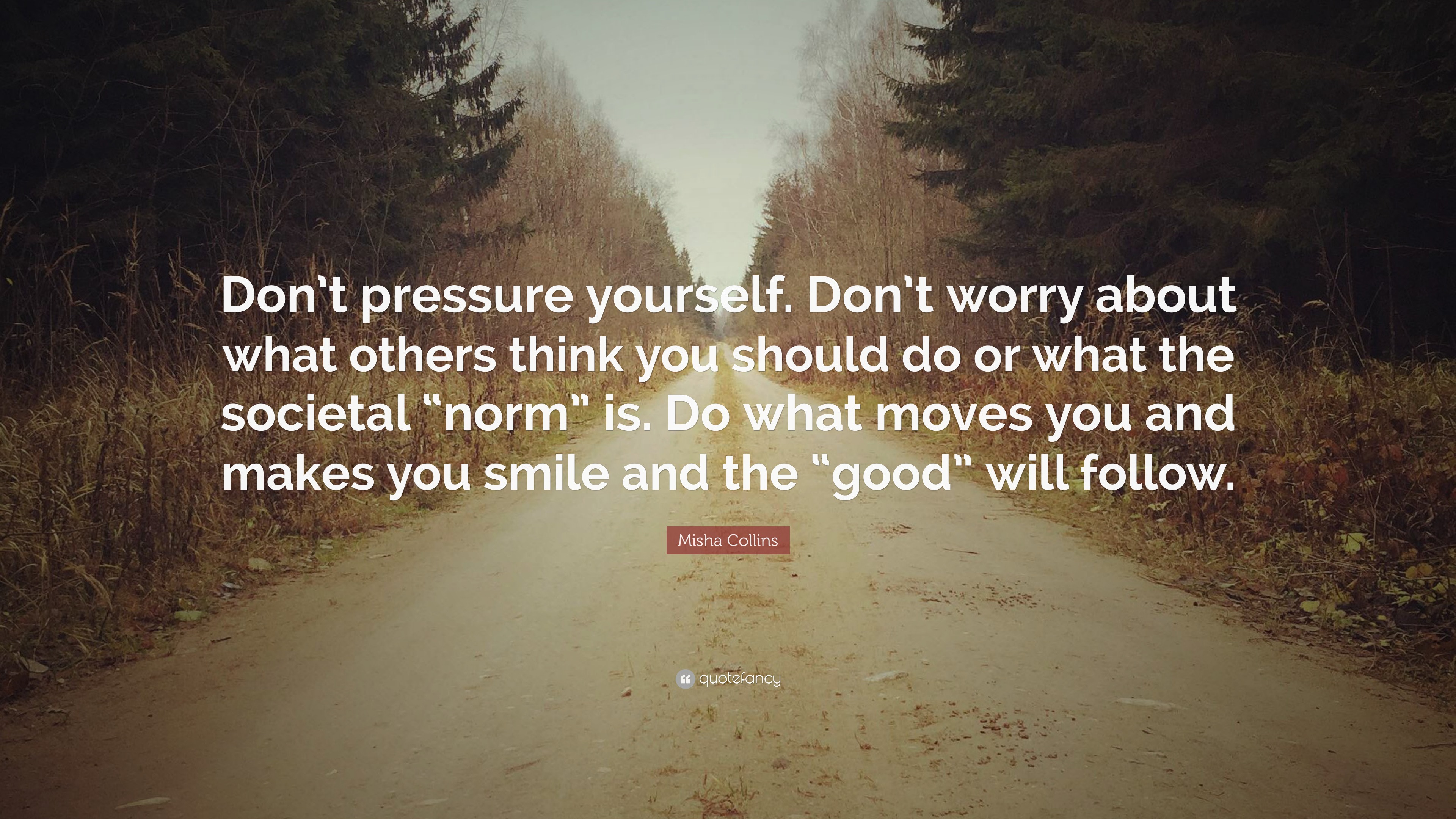Misha Collins Quote: “Don’t pressure yourself. Don’t worry about what ...