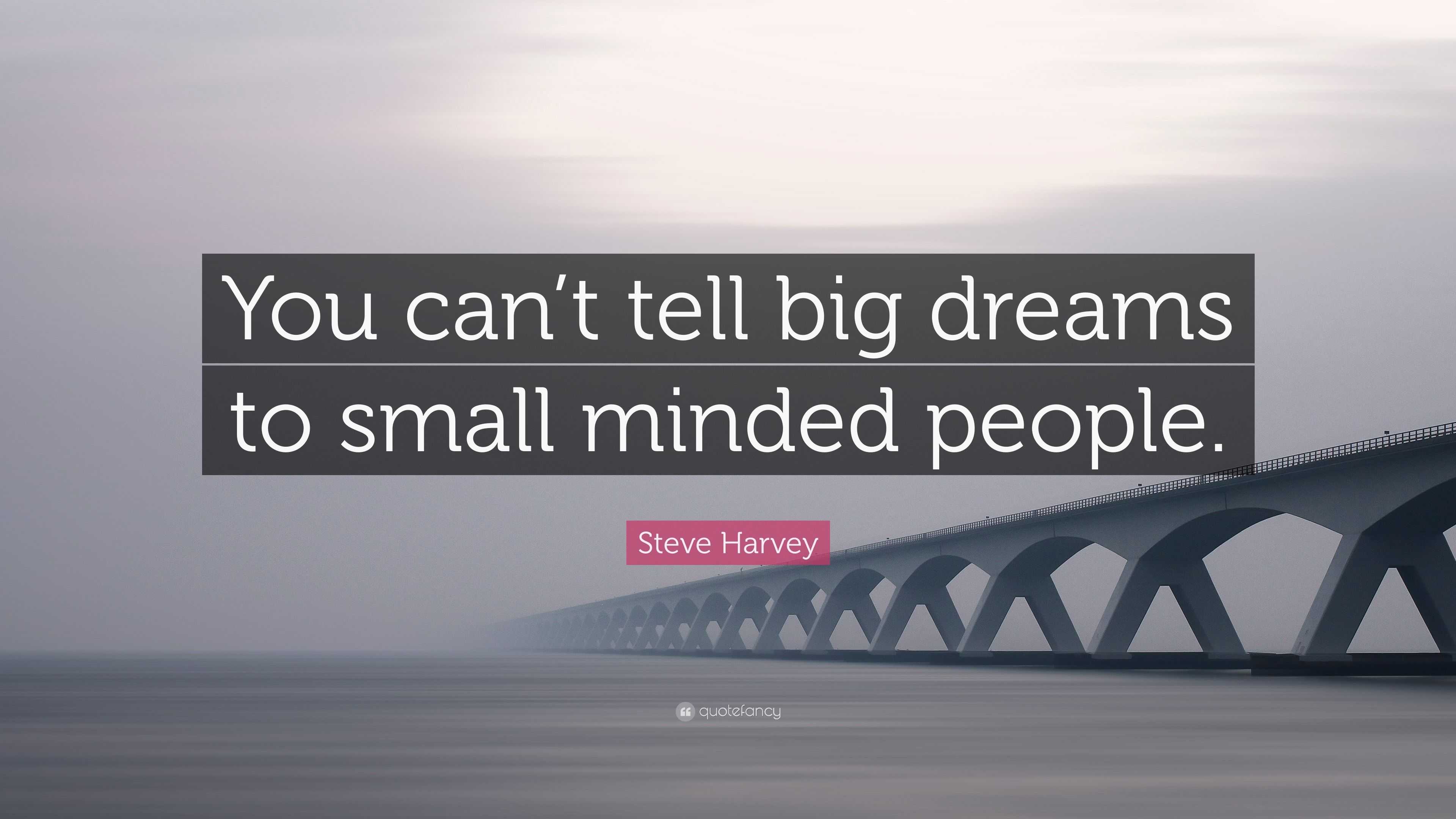 Steve Harvey Quote: “You can’t tell big dreams to small minded people.”