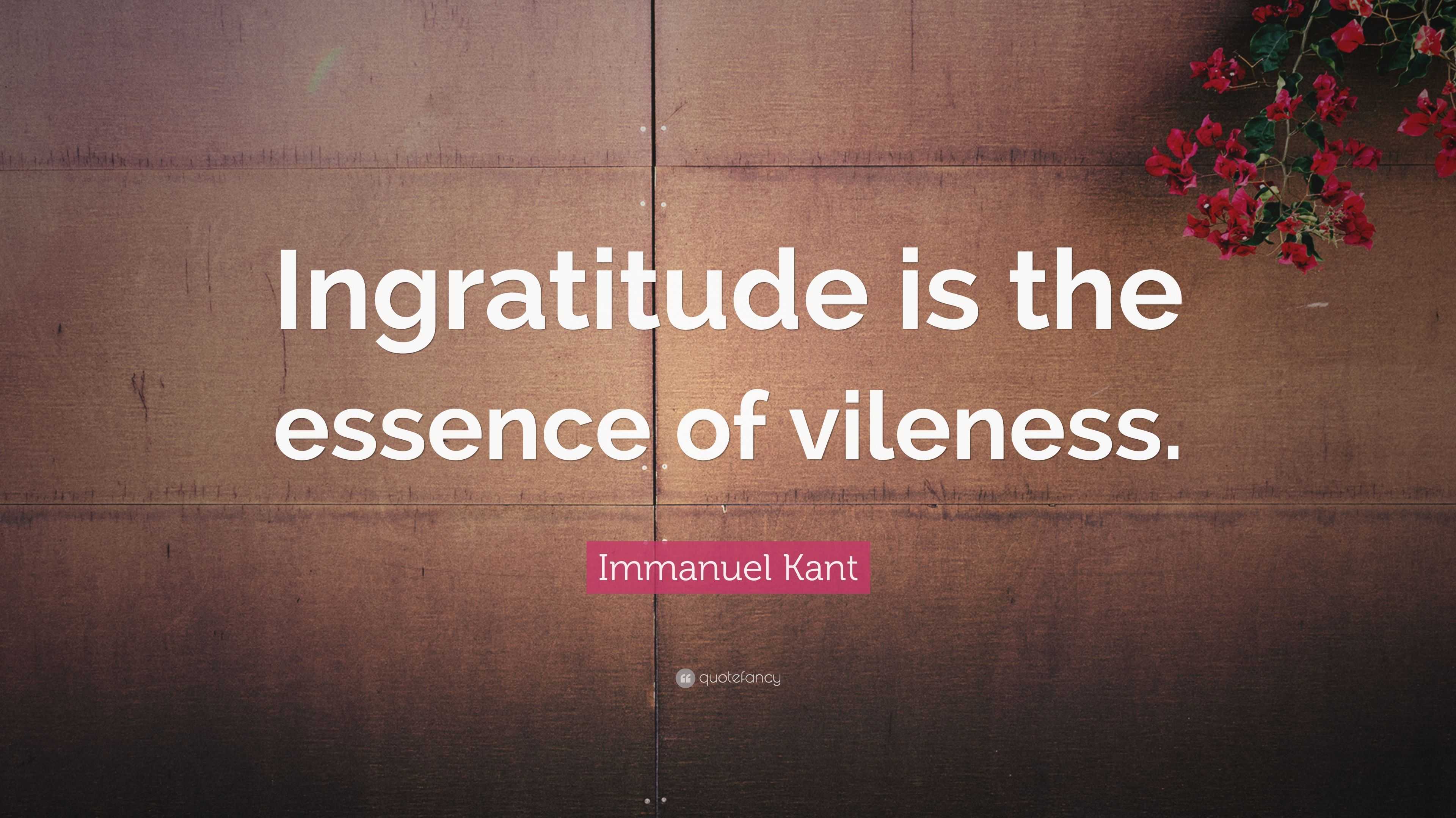 Immanuel Kant Quote: “Ingratitude is the essence of vileness.”