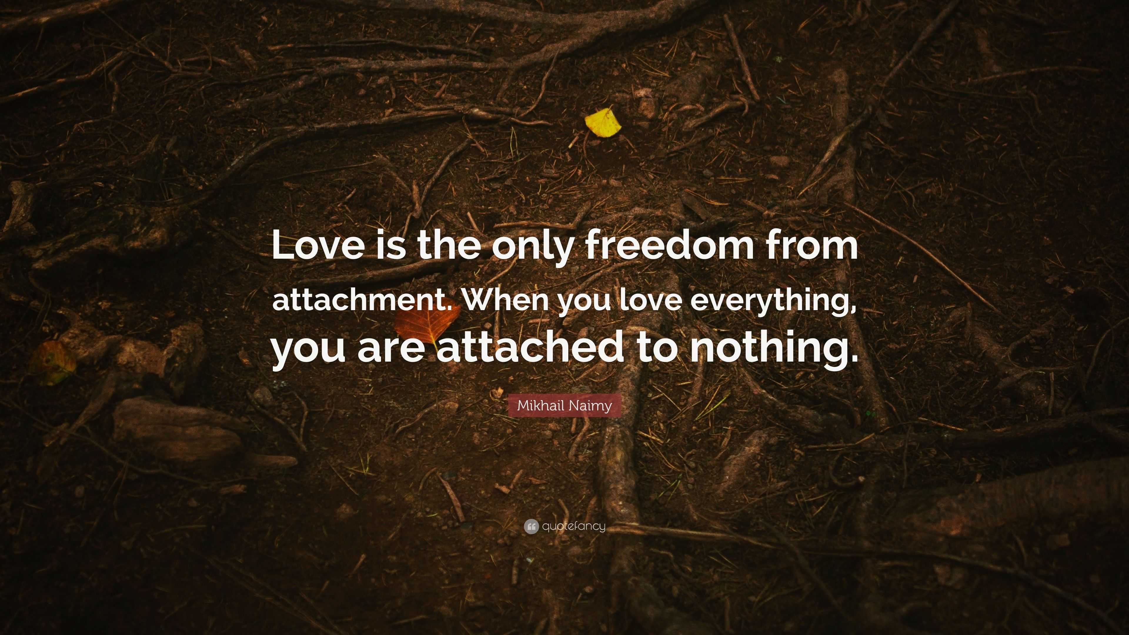 Mikhail Naimy Quote: “Love is the only freedom from attachment. When ...