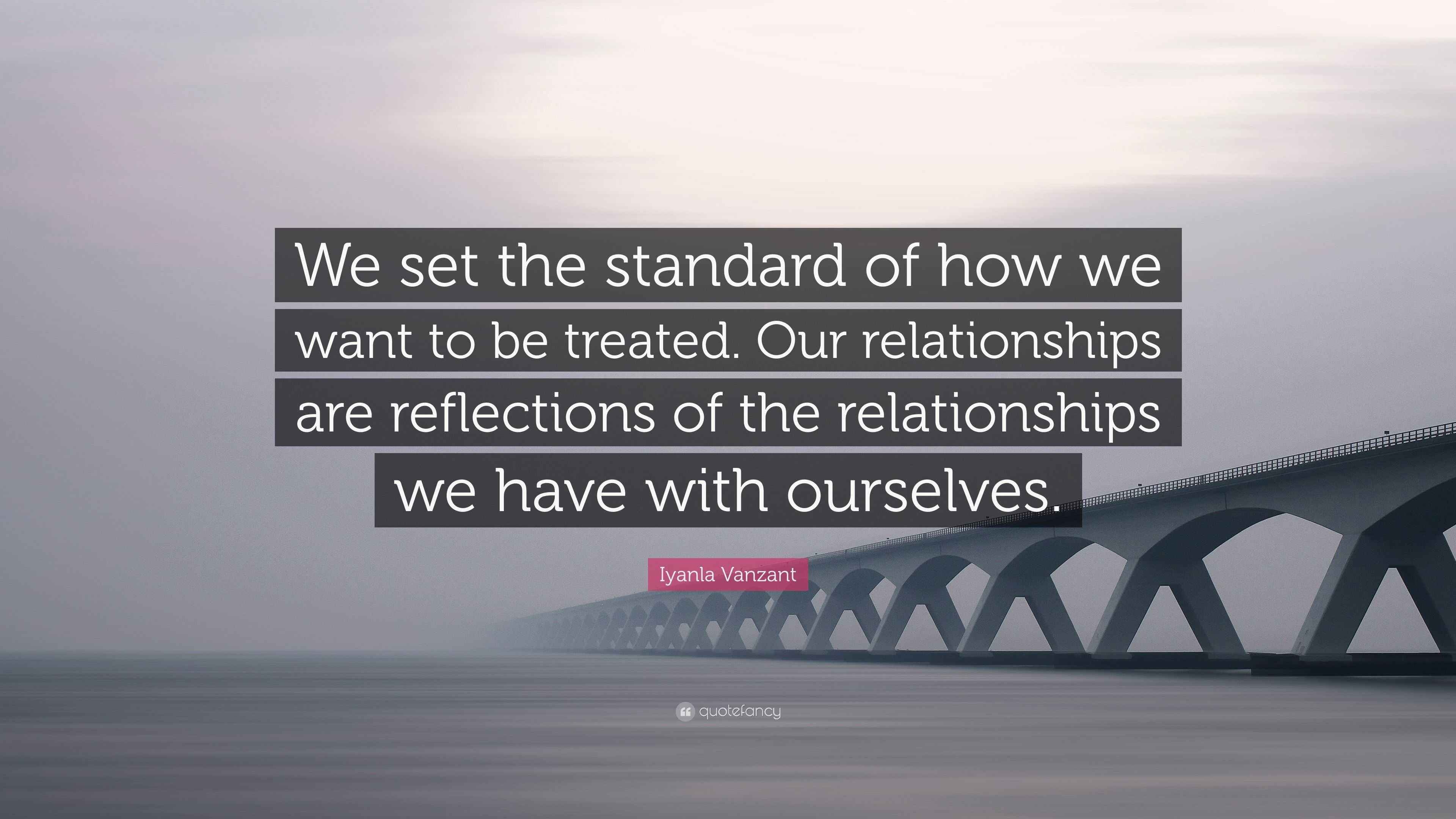Iyanla Vanzant Quote: “We set the standard of how we want to be treated ...