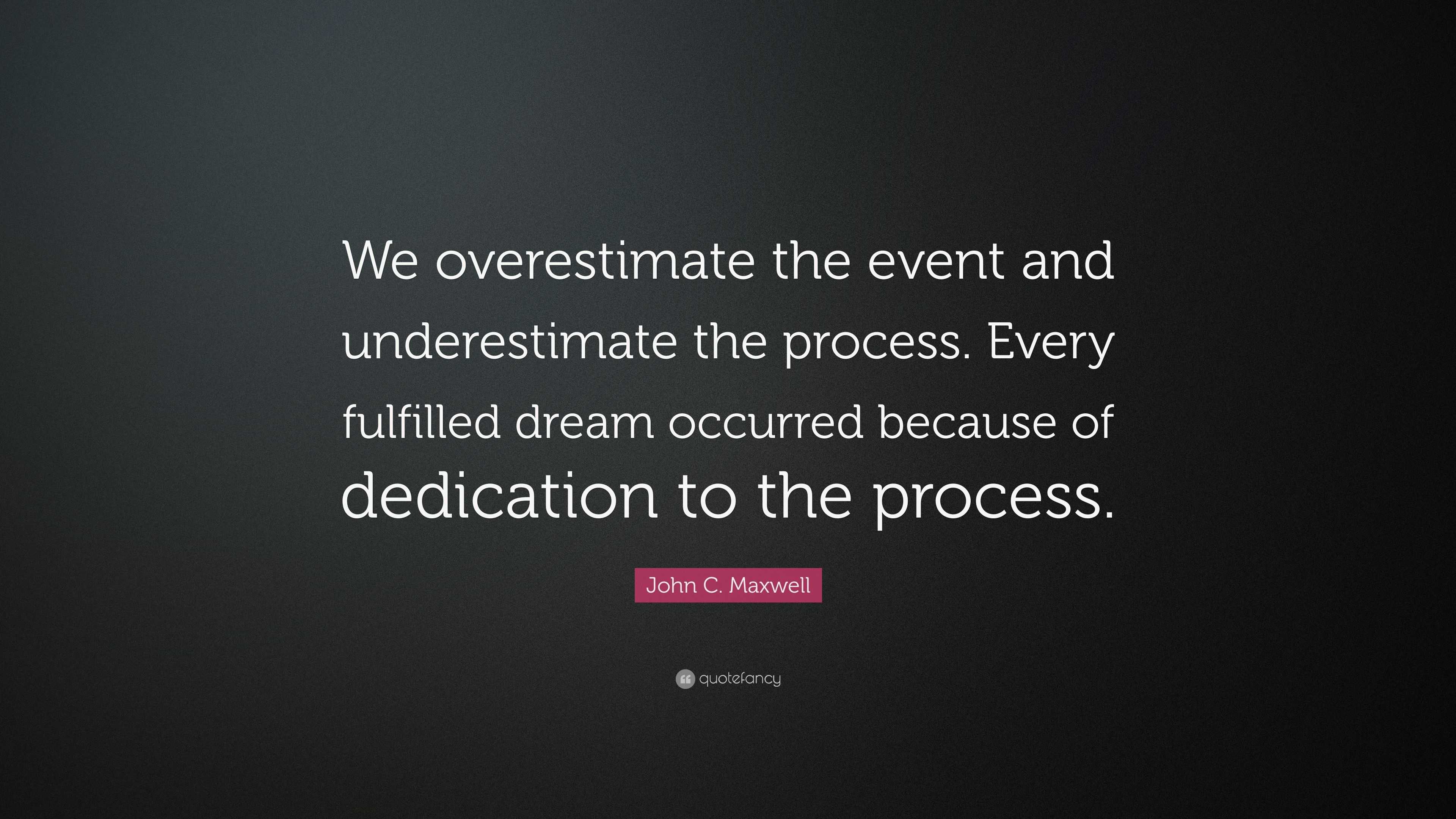 John C. Maxwell Quote: “We overestimate the event and underestimate the ...