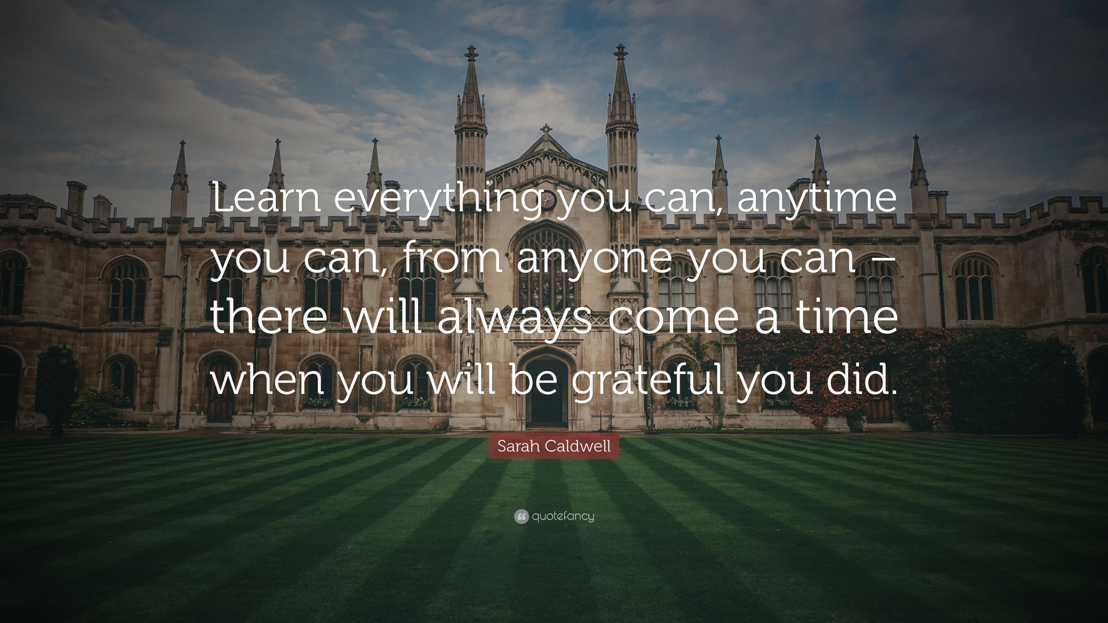 Sarah Caldwell Quote: “Learn everything you can, anytime you can, from ...