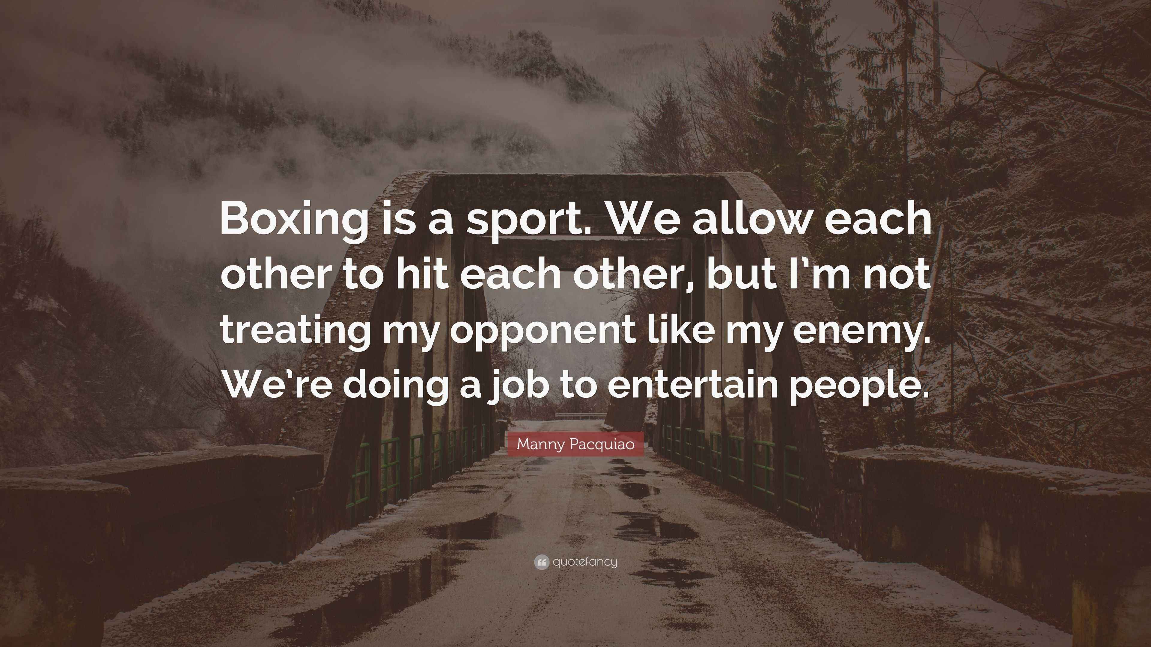 Manny Pacquiao Quote: “Boxing is a sport. We allow each other to hit ...