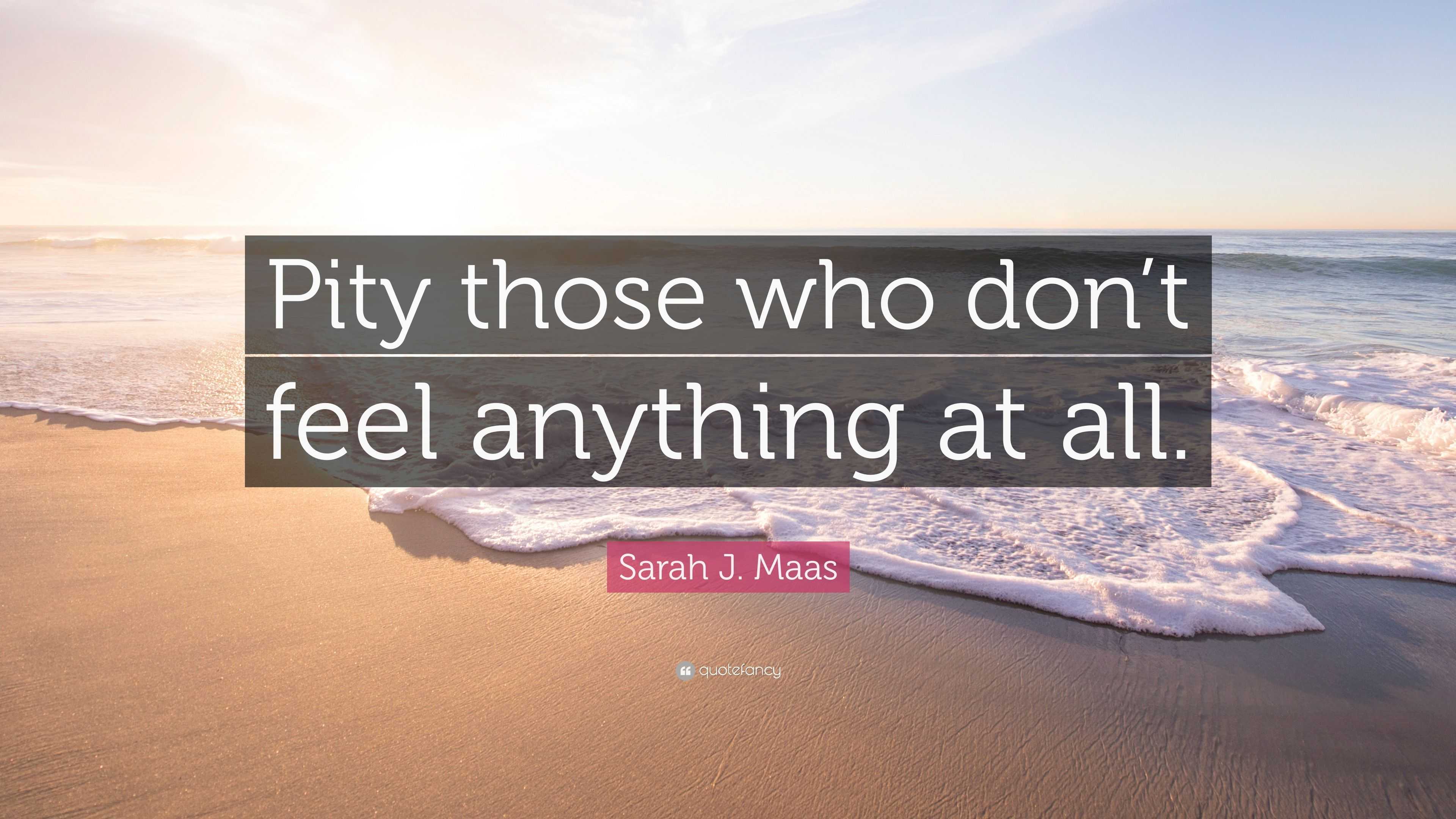 Sarah J. Maas Quote: “Pity those who don’t feel anything at all.”