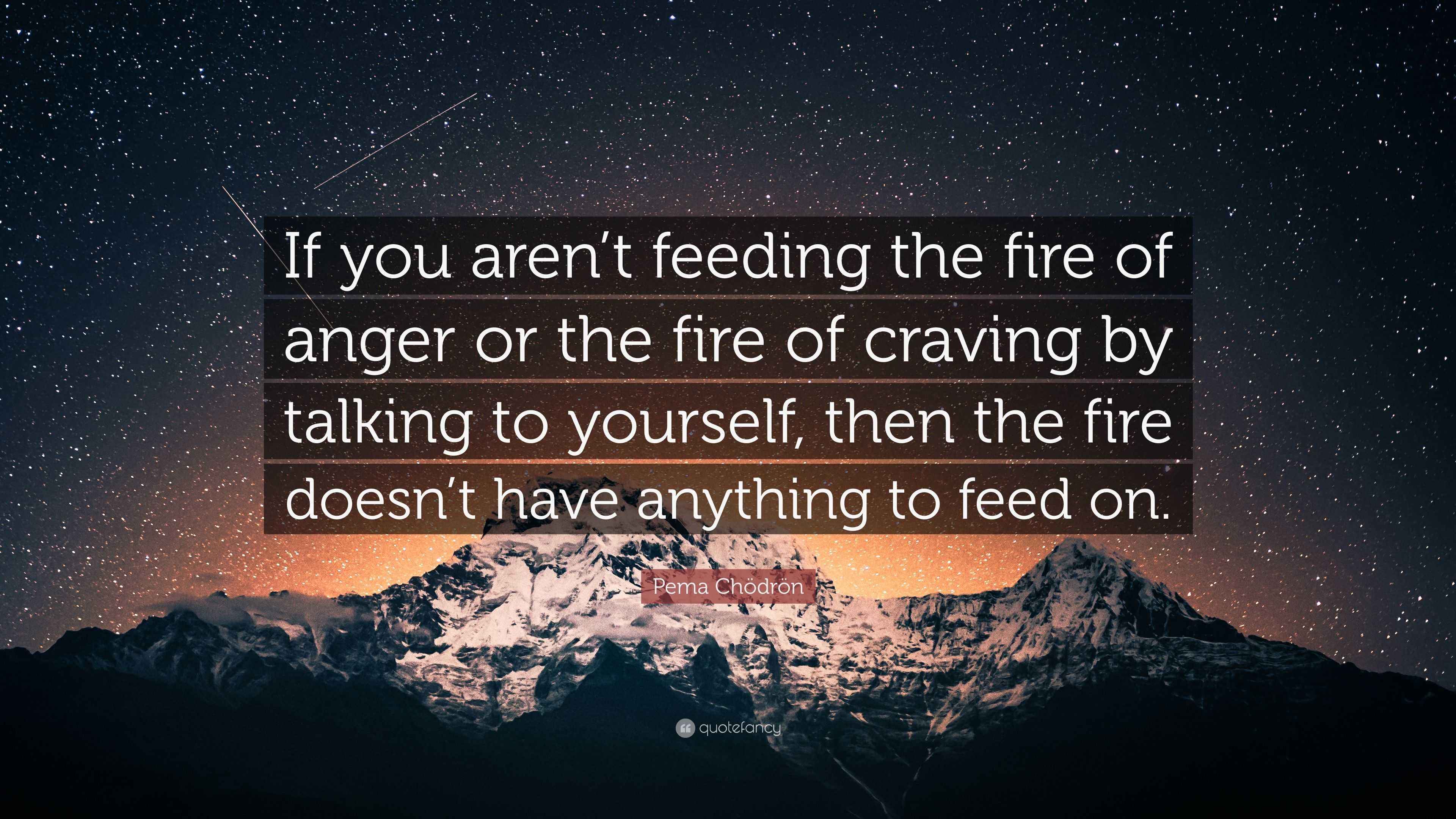 Pema Chödrön Quote: “If you aren’t feeding the fire of anger or the ...