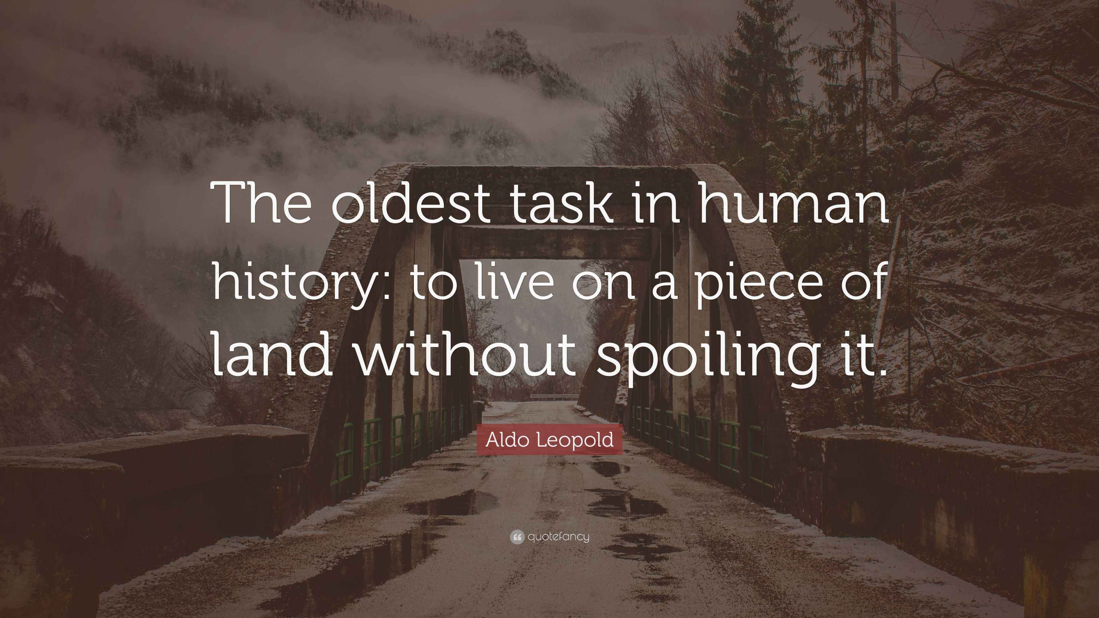 Aldo Leopold Quote: “The oldest task in human history: to live on a ...