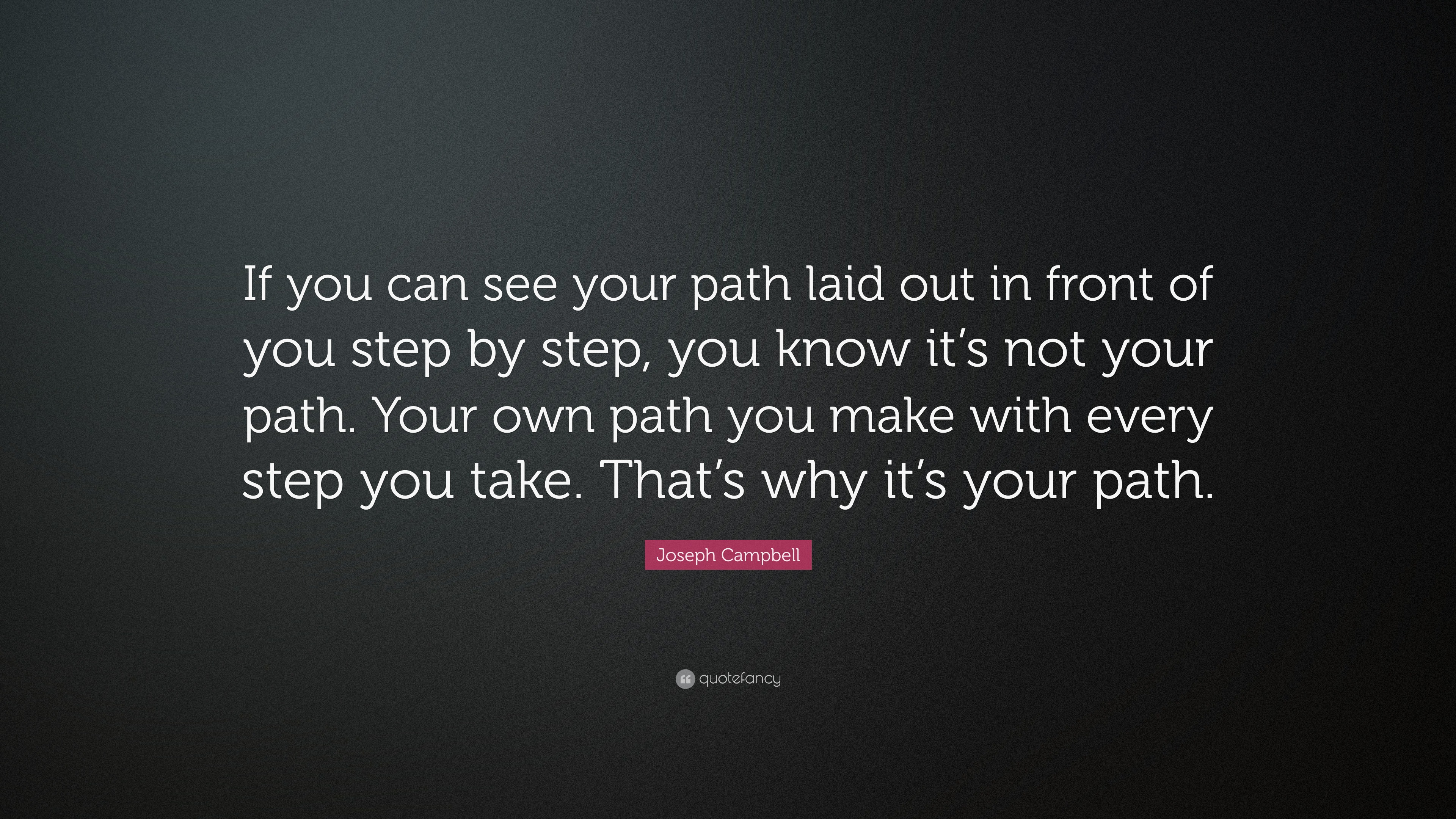 Joseph Campbell Quote: “If you can see your path laid out in front of ...