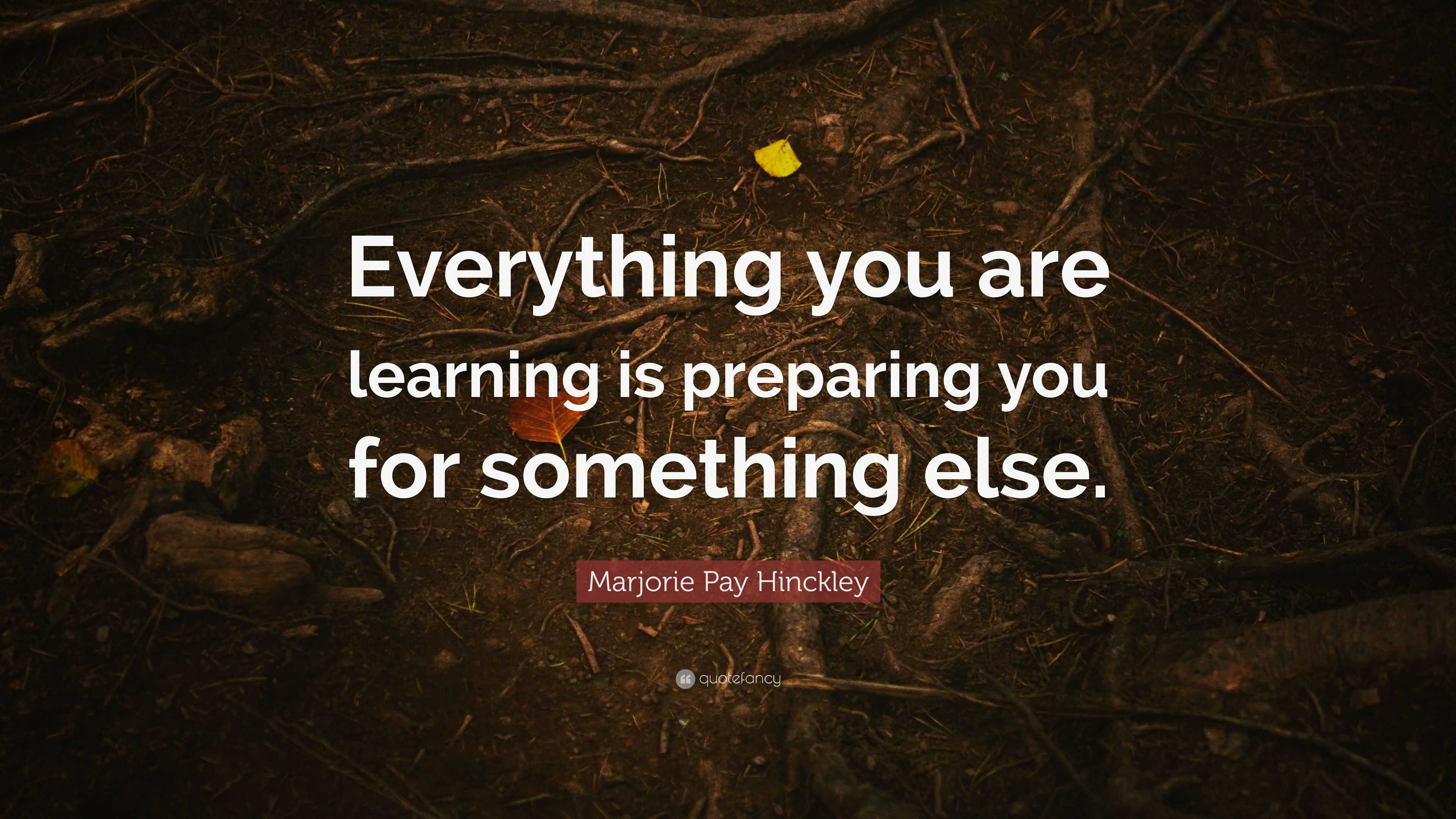 Marjorie Pay Hinckley Quote: “Everything you are learning is preparing ...