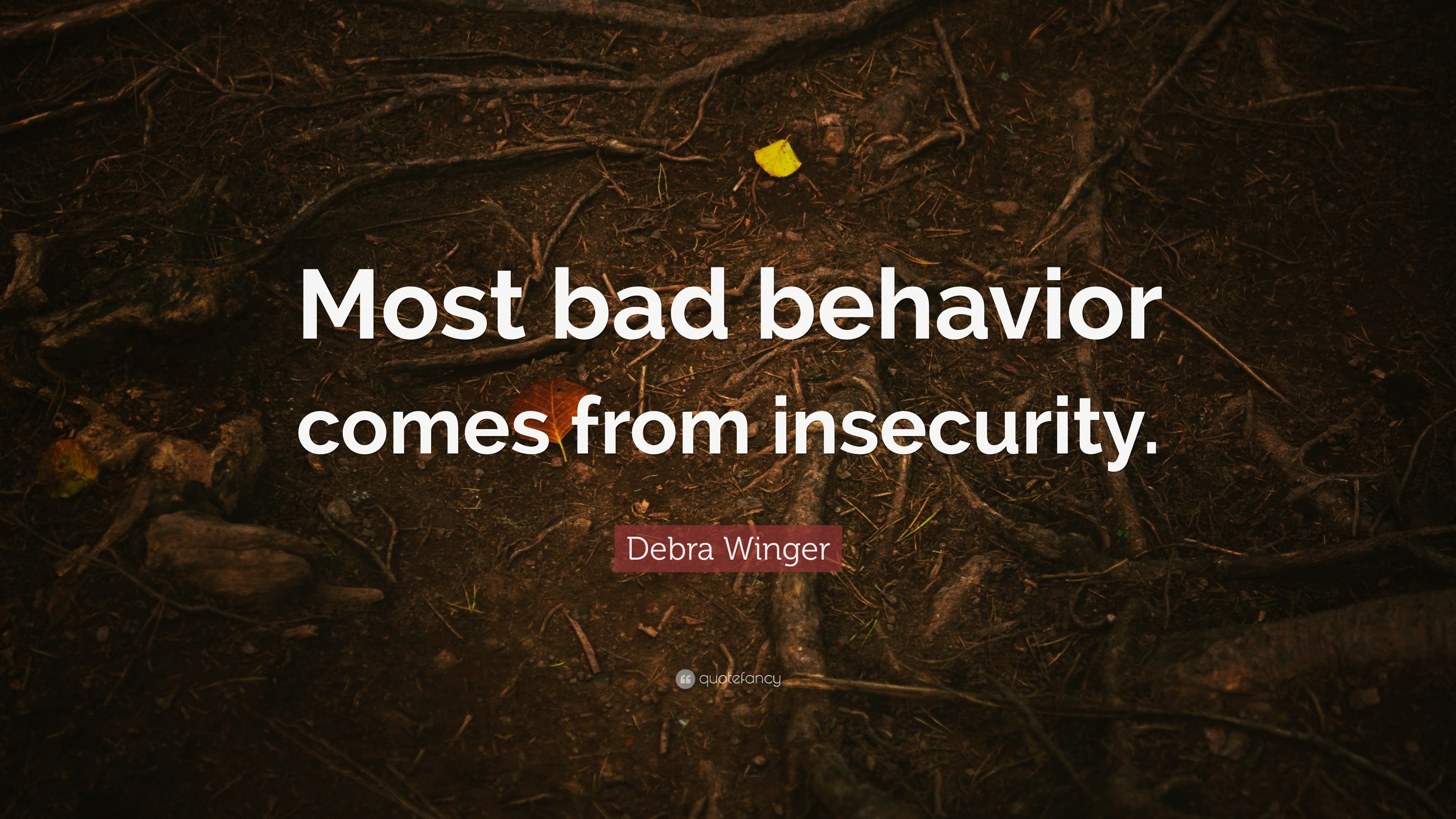 Debra Winger Quote: “Most bad behavior comes from insecurity.”
