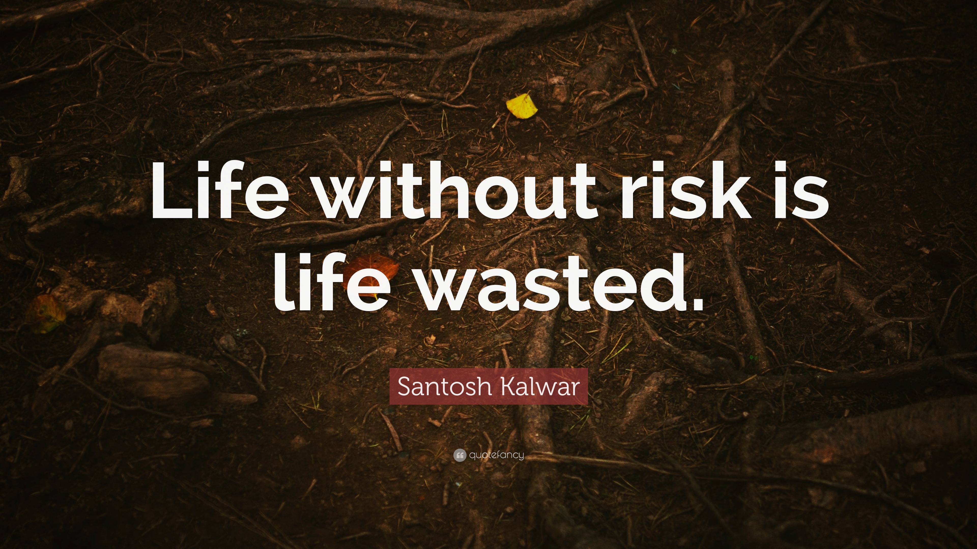 Santosh Kalwar Quote: “Life without risk is life wasted.”
