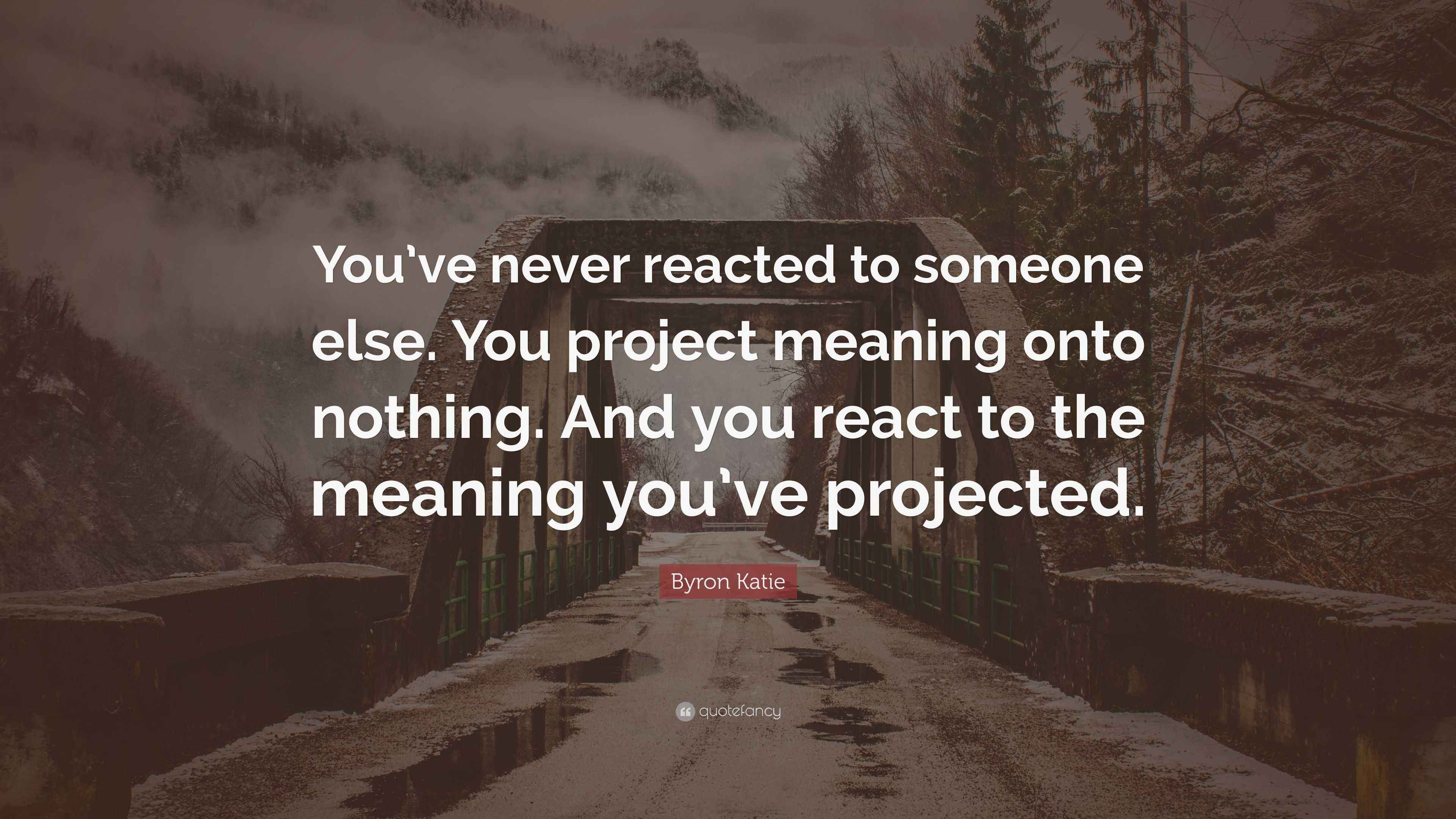 Byron Katie Quote: “You’ve never reacted to someone else. You project ...