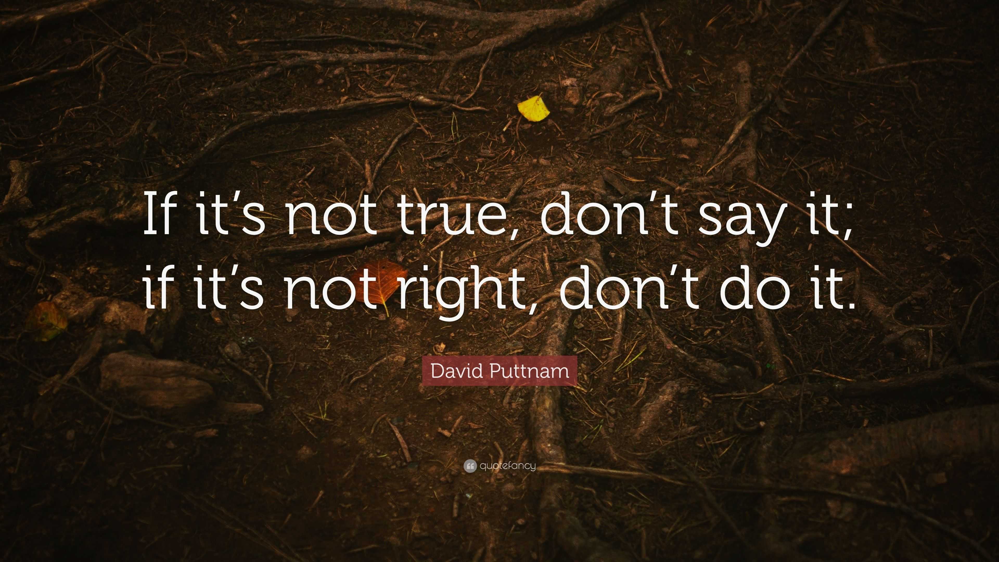 David Puttnam Quote: “If it’s not true, don’t say it; if it’s not right ...