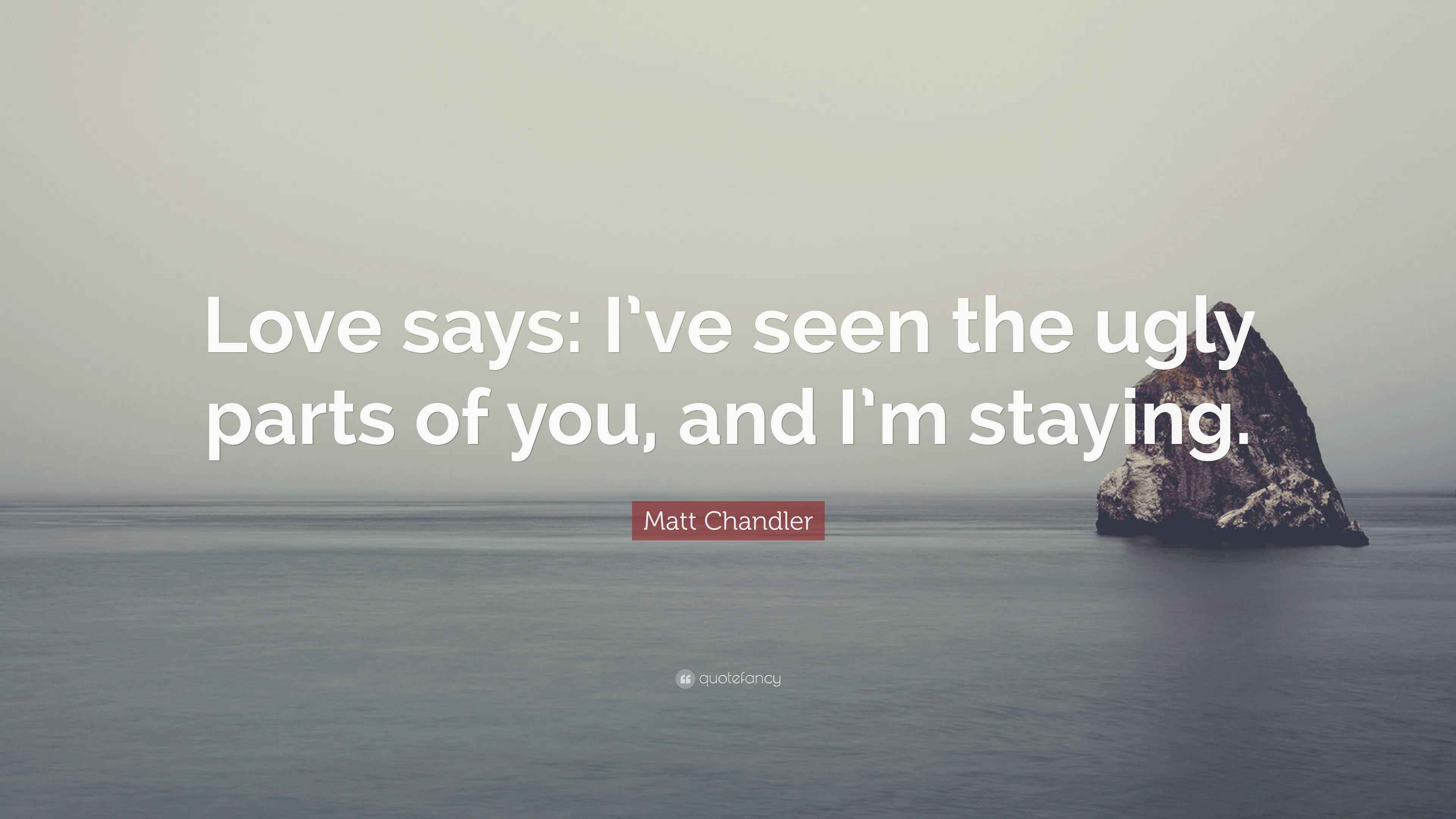 Matt Chandler Quote: “Love says: I’ve seen the ugly parts of you, and I ...