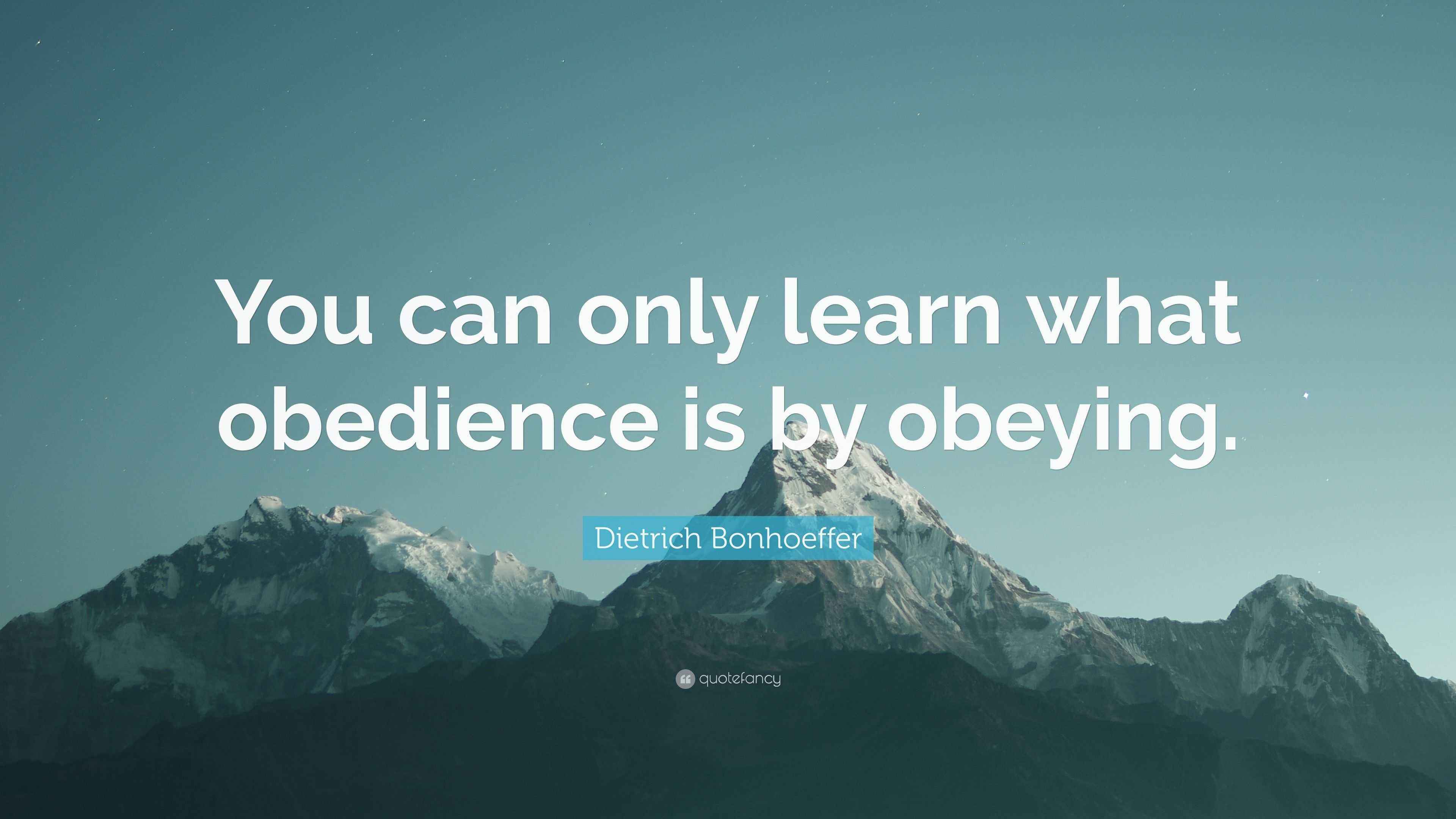 Dietrich Bonhoeffer Quote: “You can only learn what obedience is by ...