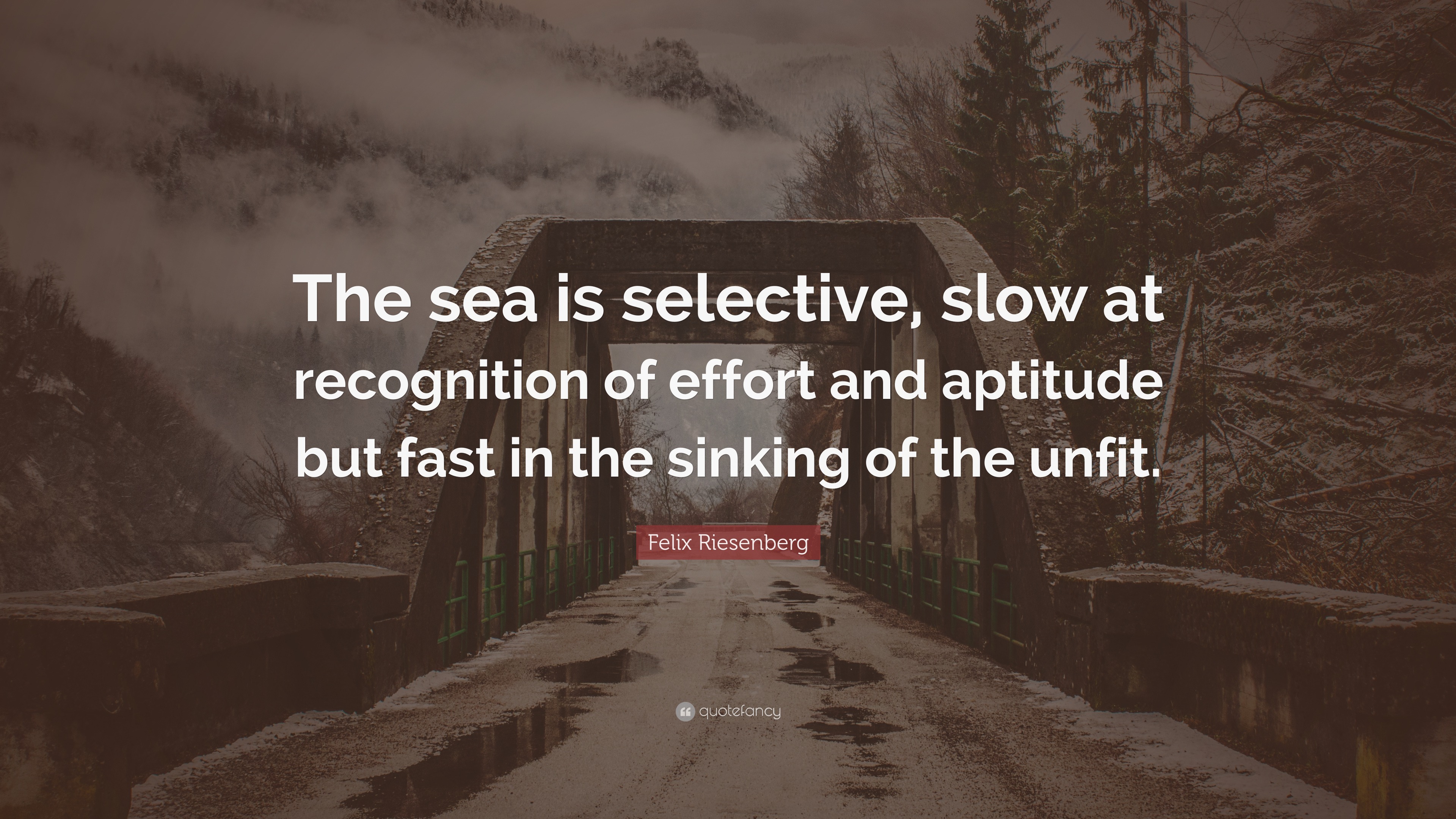 Felix Riesenberg Quote: “The sea is selective, slow at recognition of ...