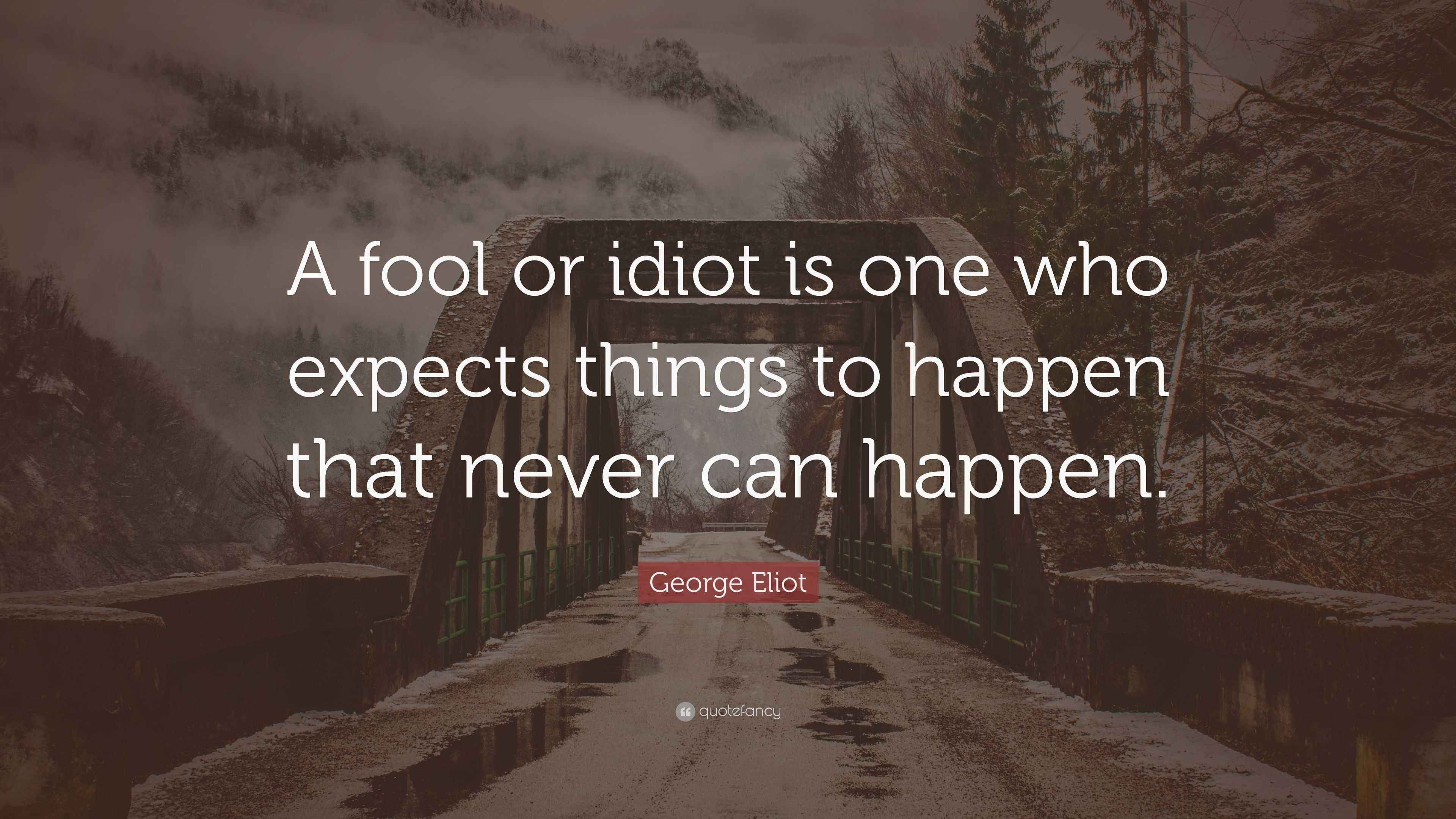 George Eliot Quote: “A fool or idiot is one who expects things to ...