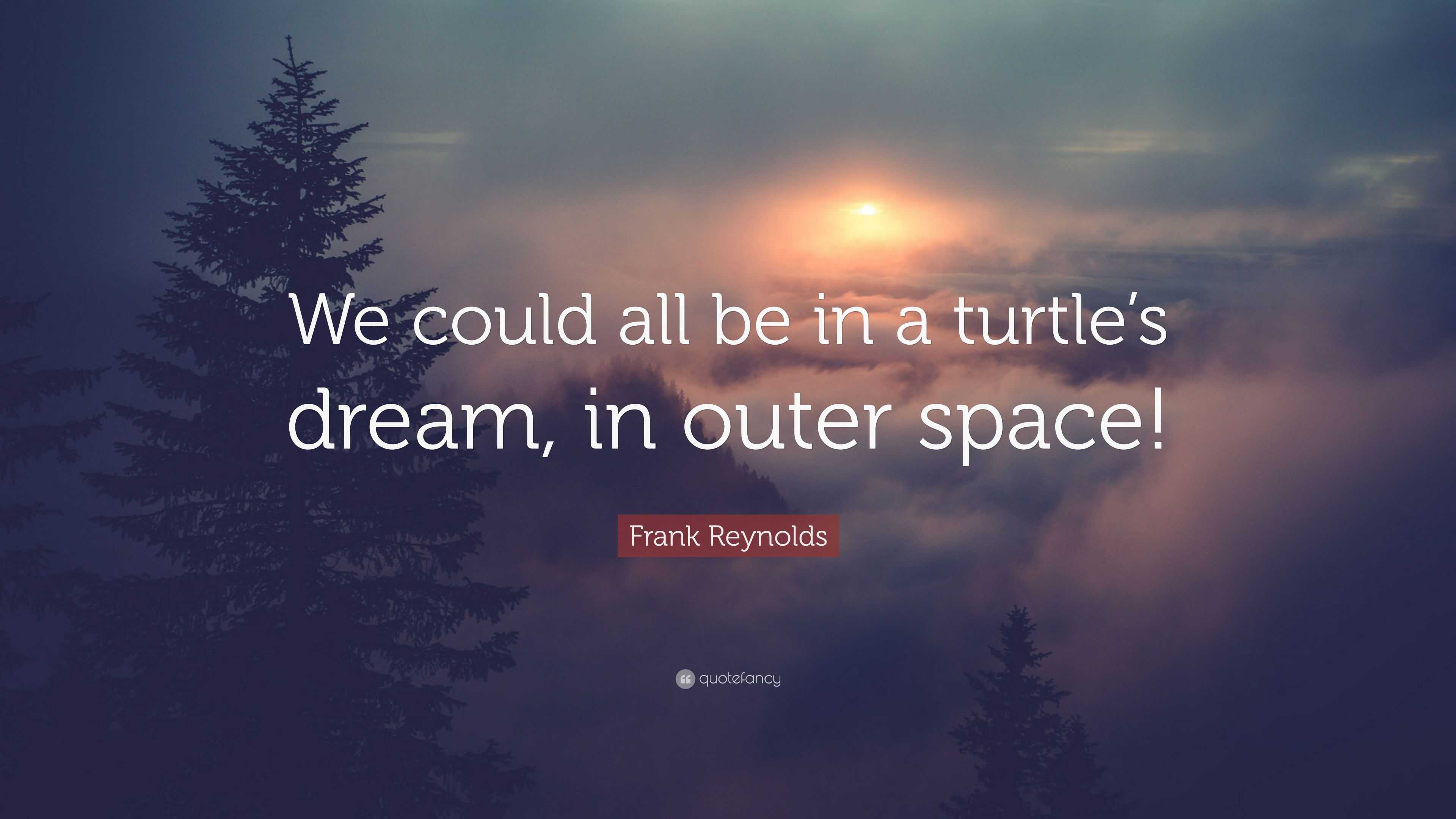 Frank Reynolds Quote: “We could all be in a turtle’s dream, in outer ...
