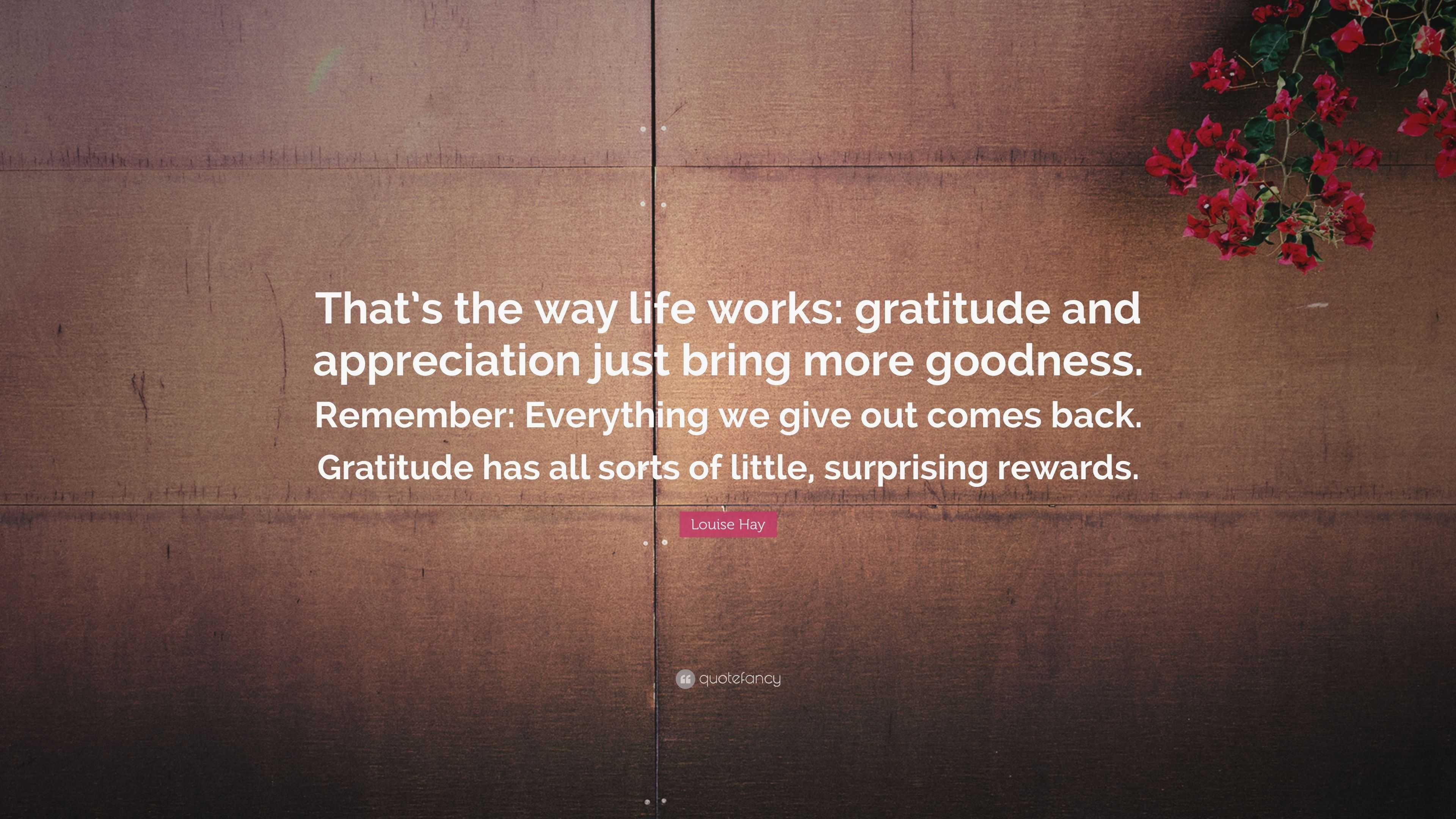 Louise Hay Quote: “That’s the way life works: gratitude and ...