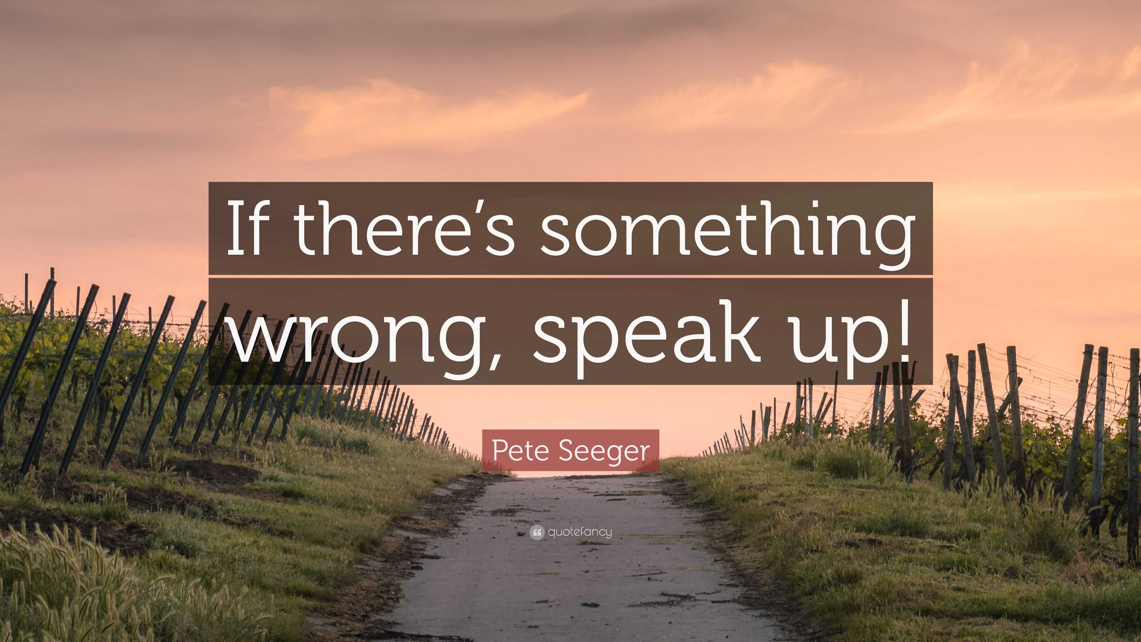 Pete Seeger Quote: “If there’s something wrong, speak up!”