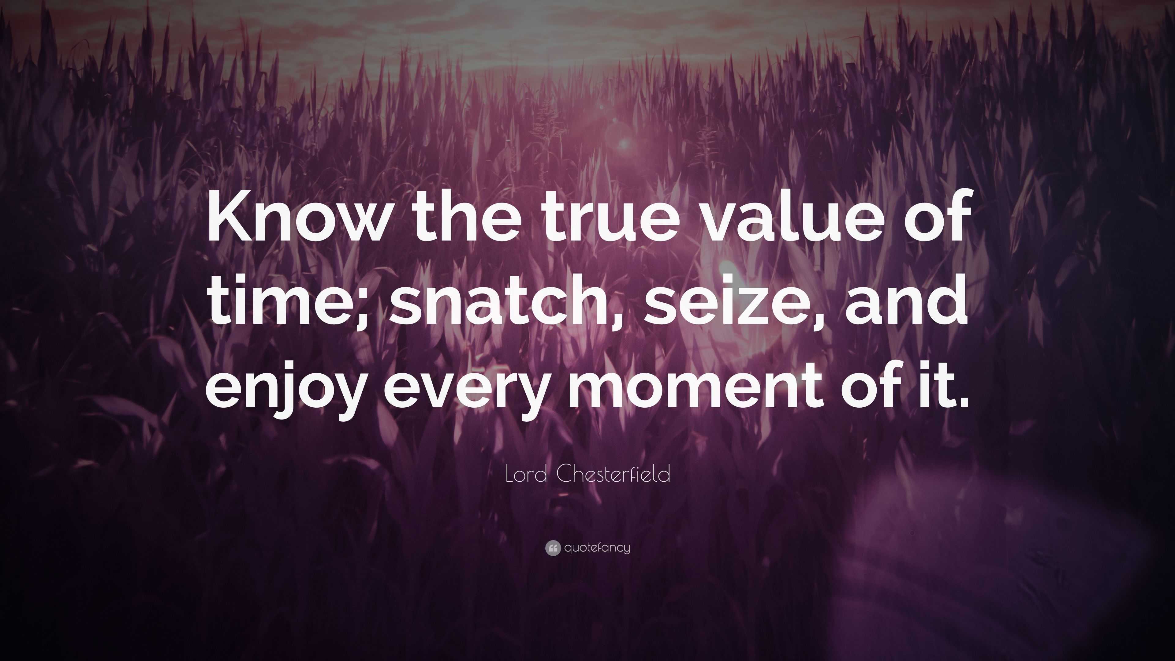 Lord Chesterfield Quote: “Know the true value of time; snatch, seize ...