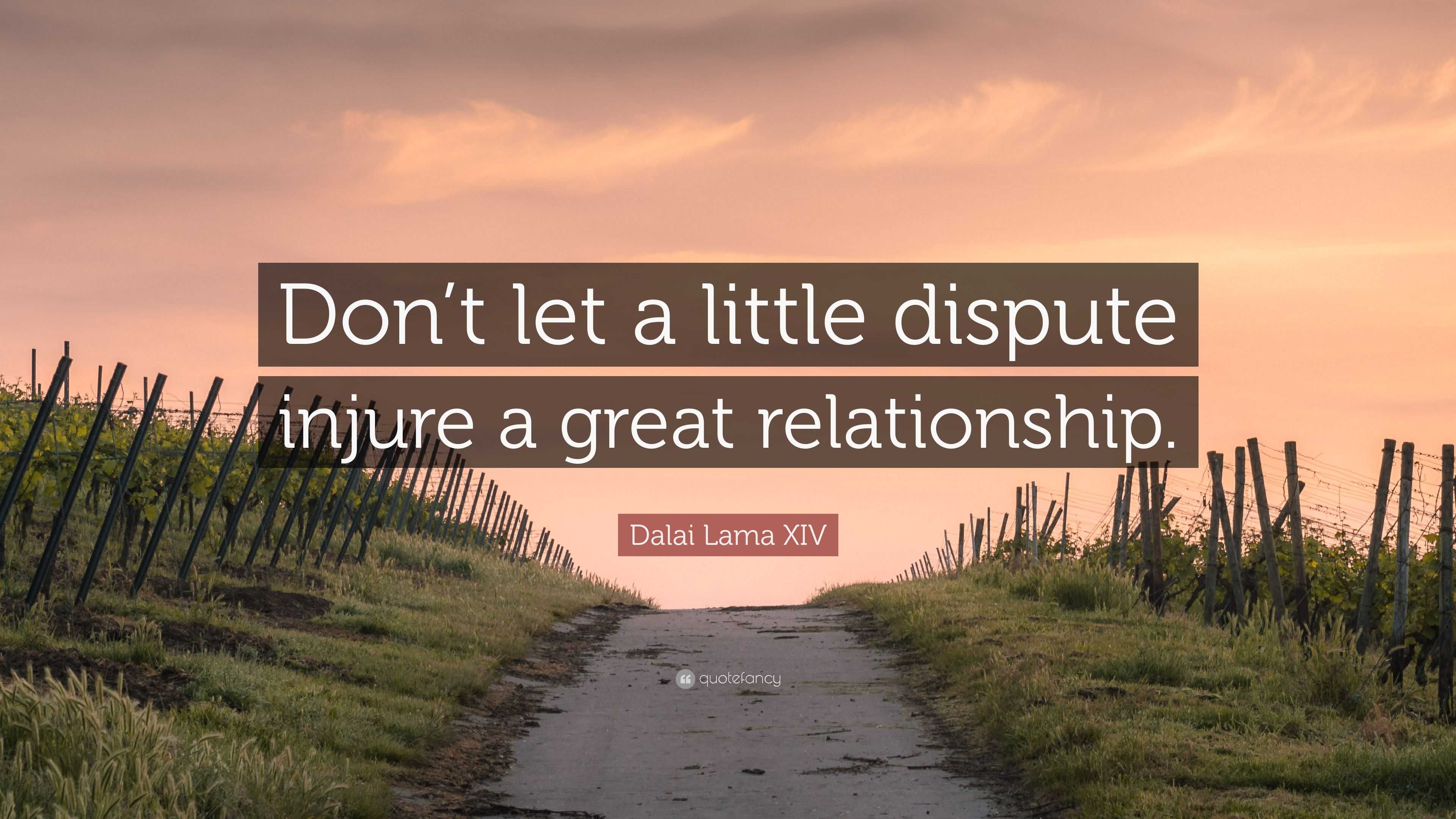 Dalai Lama XIV Quote: “Don’t let a little dispute injure a great ...