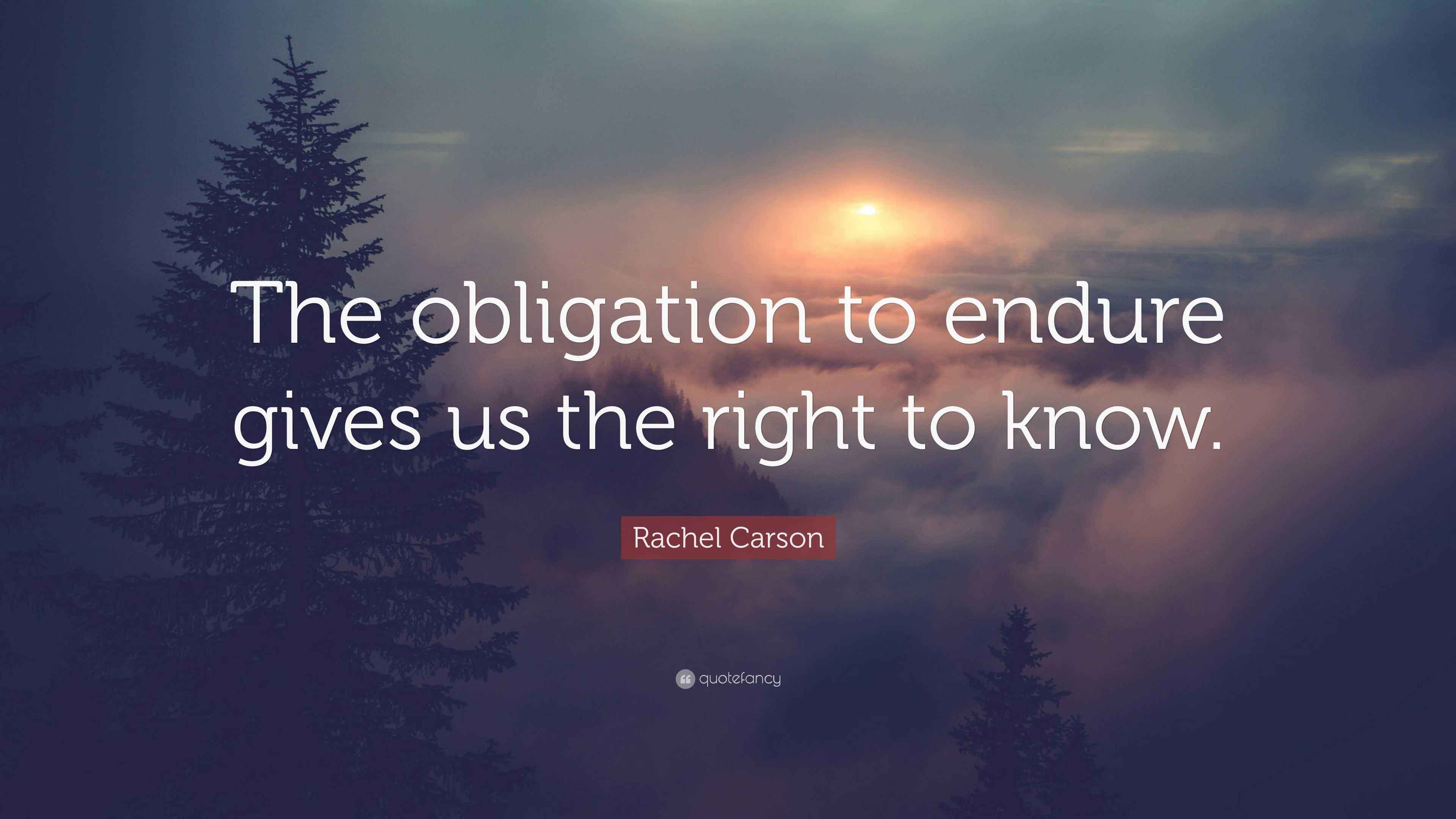 Rachel Carson Quote: “The obligation to endure gives us the right to know.”