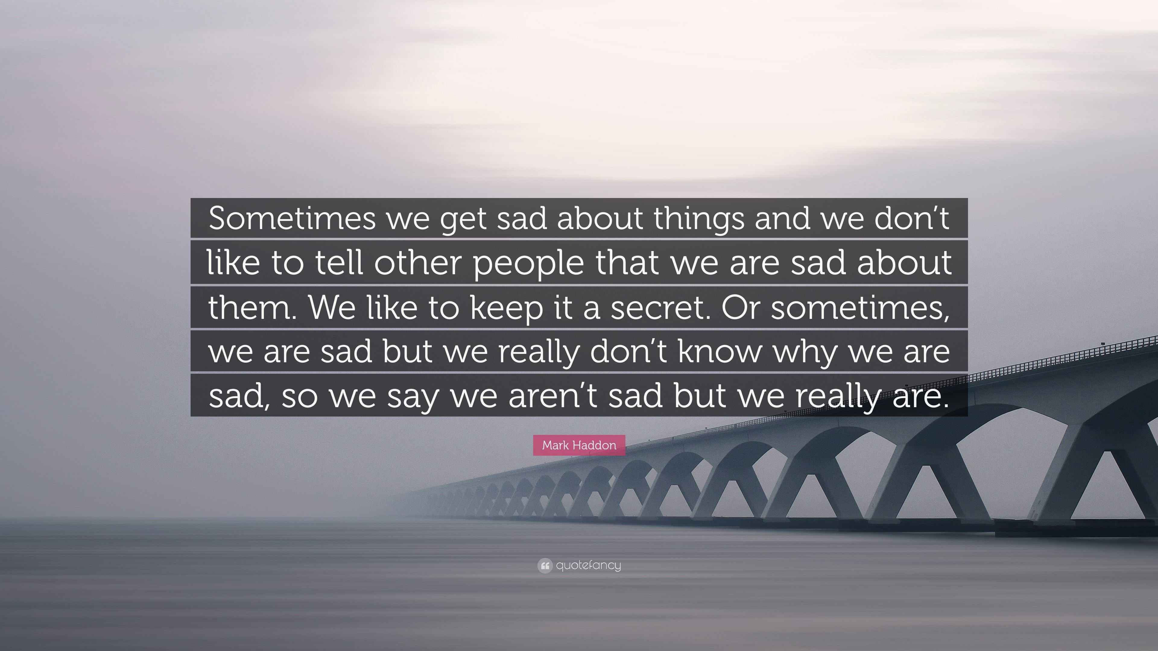 Mark Haddon Quote: “Sometimes we get sad about things and we don’t like ...