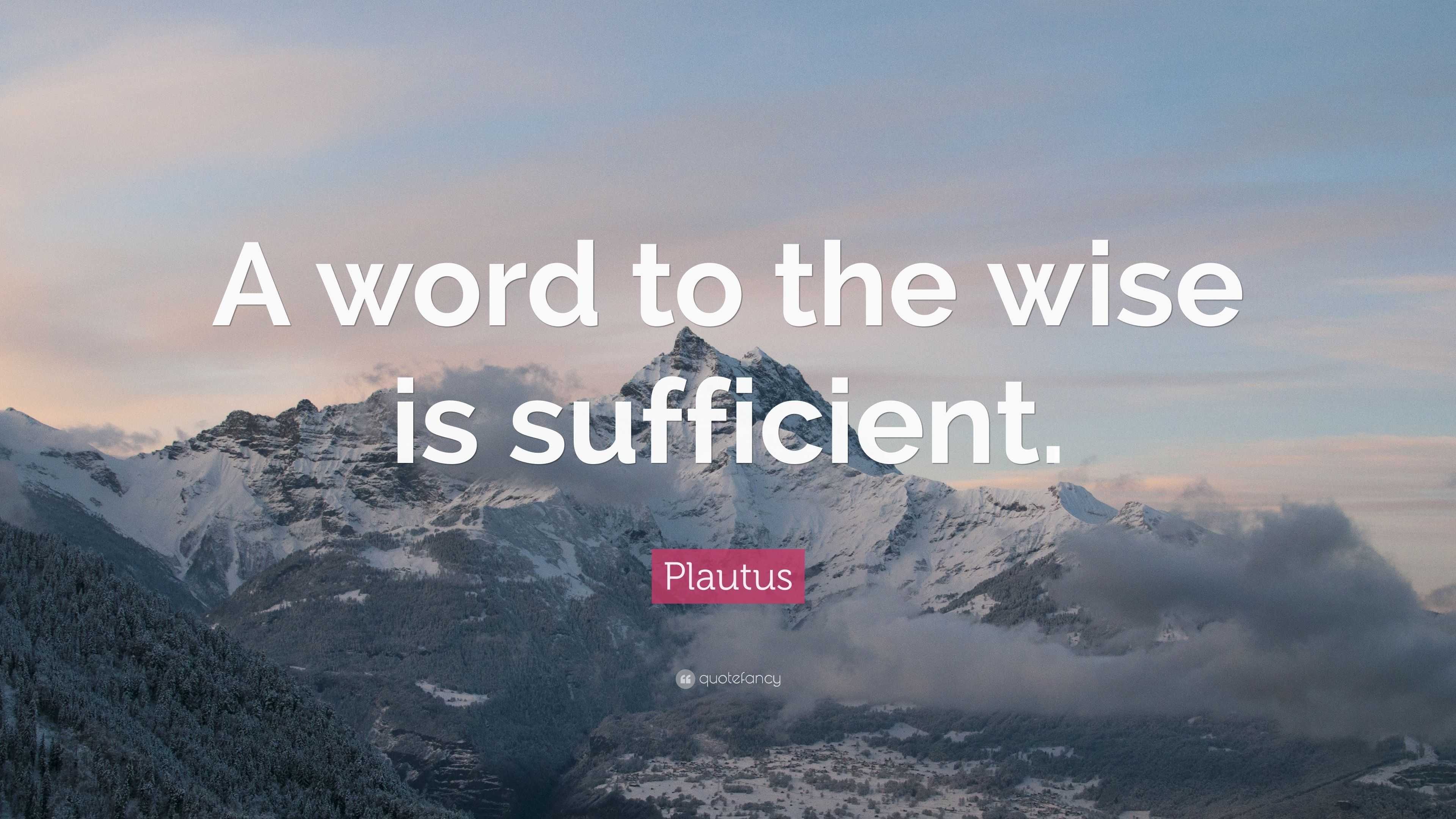 Plautus Quote: “A word to the wise is sufficient.”