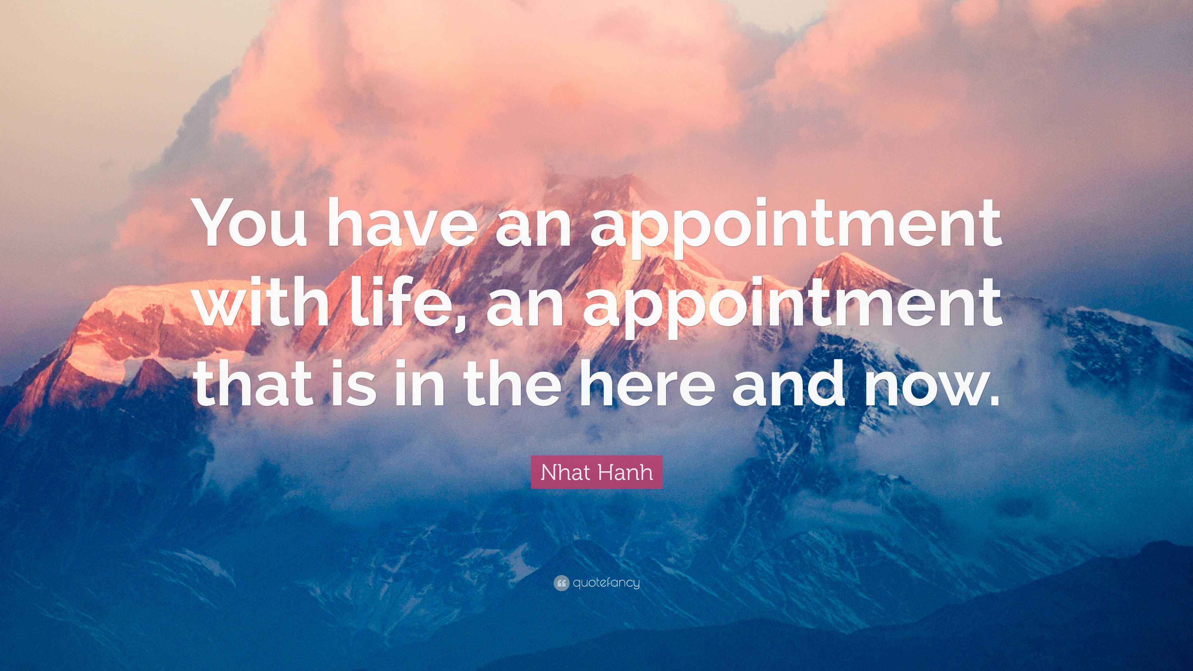 Nhat Hanh Quote: “You have an appointment with life, an appointment ...