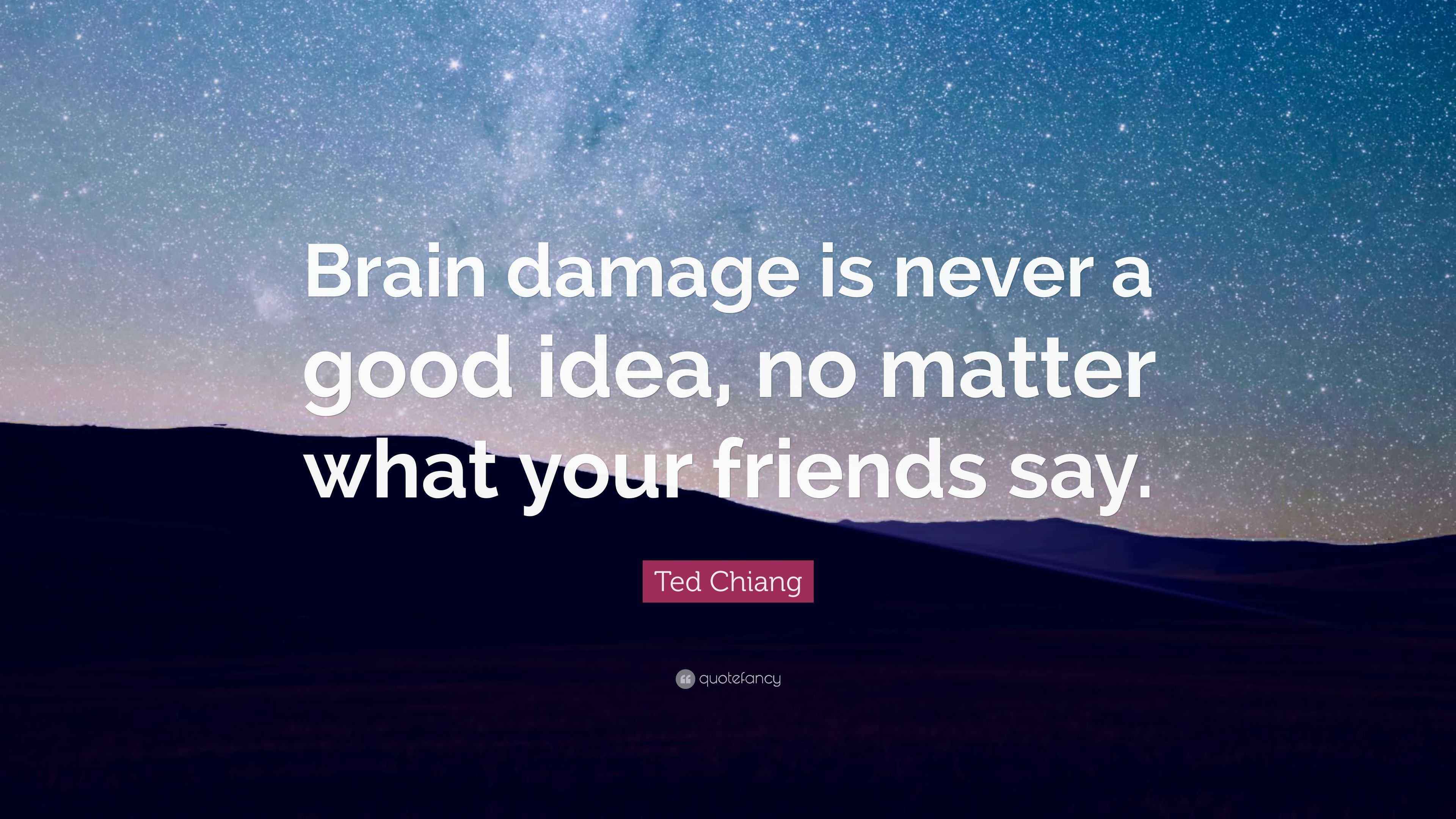 Ted Chiang Quote: “Brain damage is never a good idea, no matter what ...