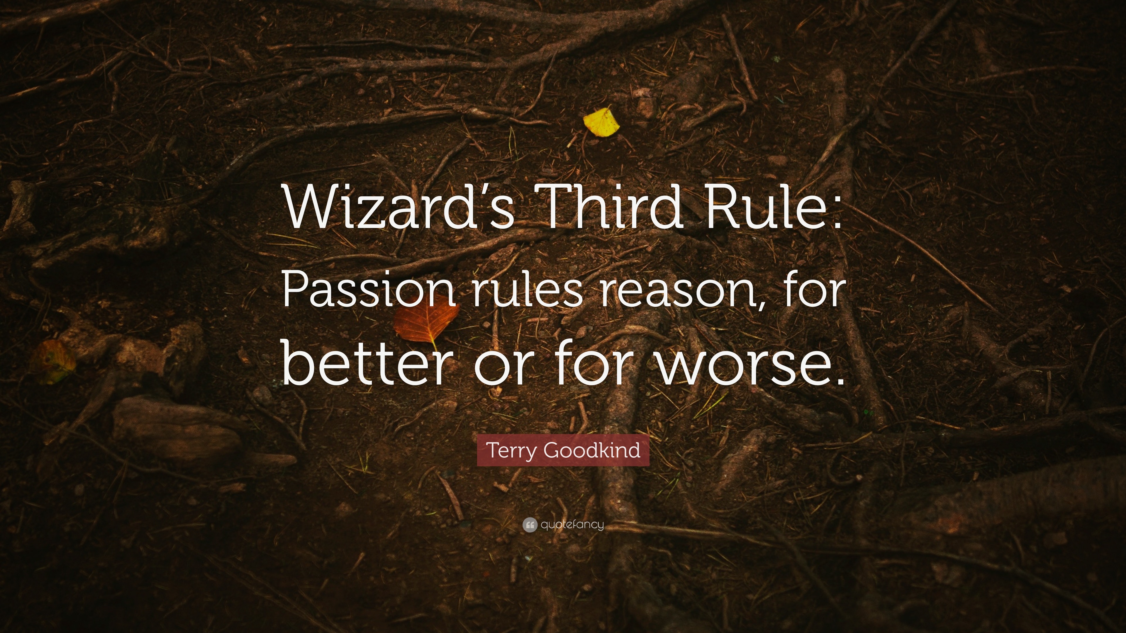 Terry Goodkind Quote: “Wizard’s Third Rule: Passion rules reason, for ...