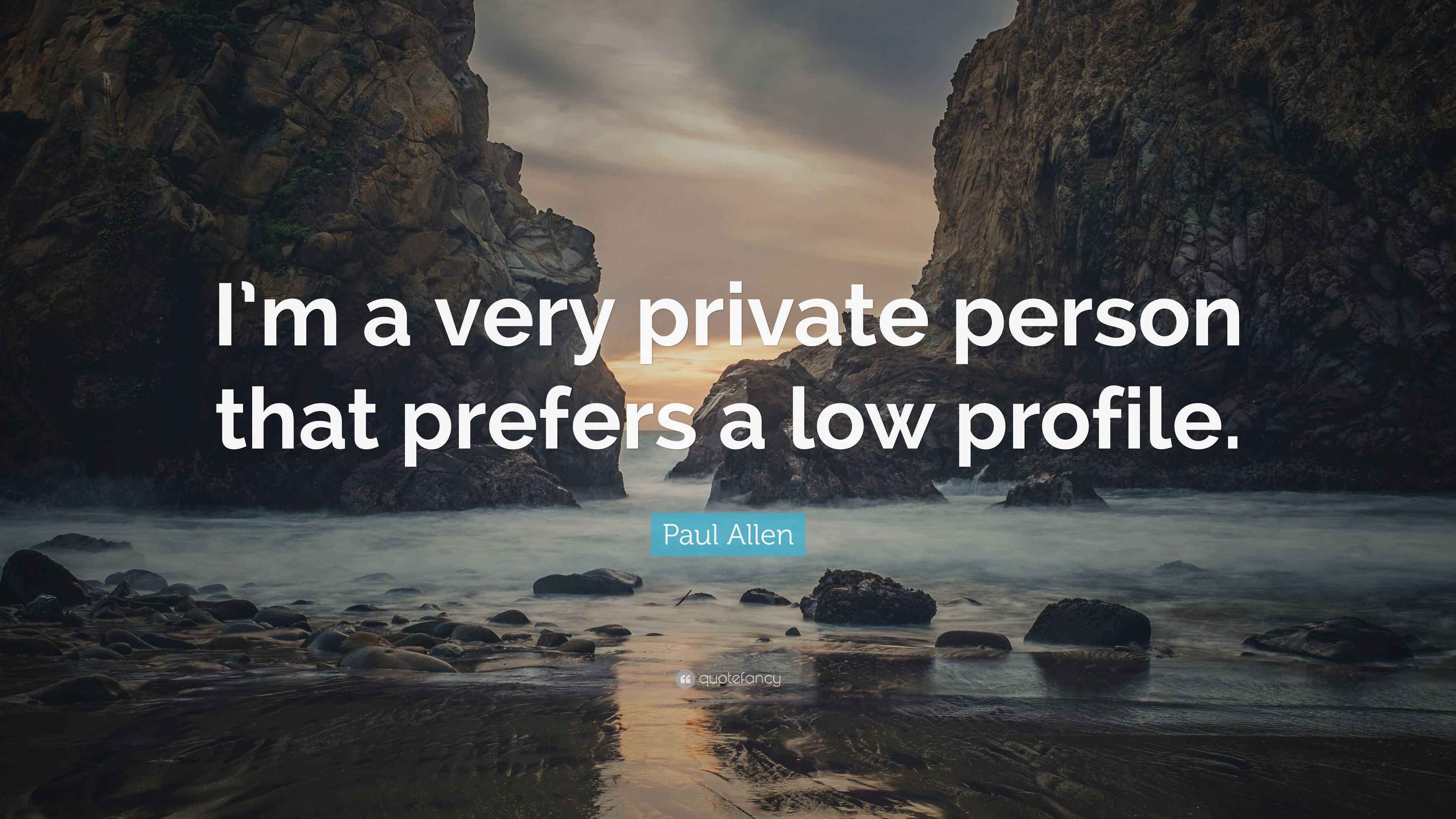 Paul Allen Quote: “I’m a very private person that prefers a low profile.”