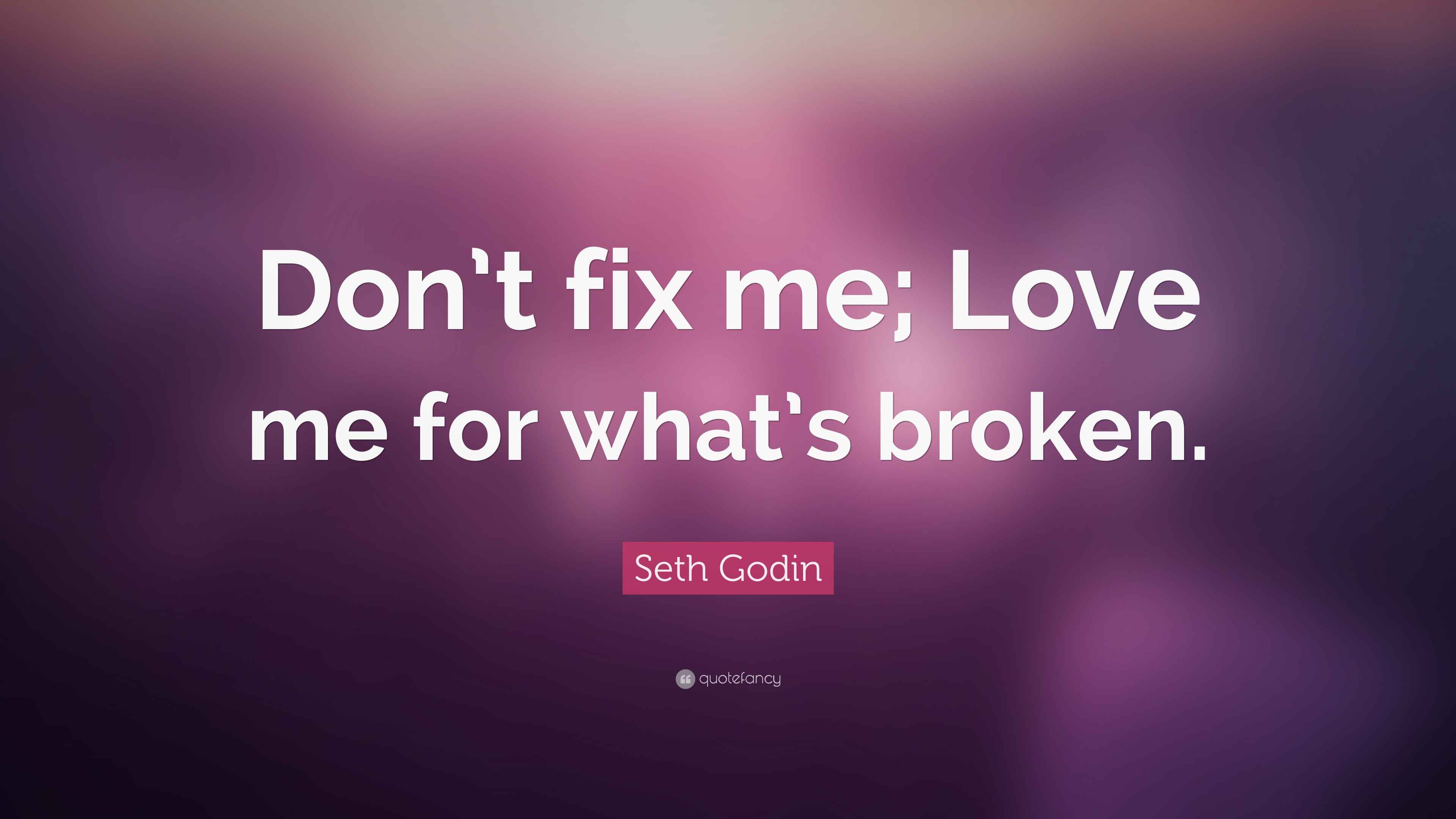 Seth Godin Quote: “Don’t fix me; Love me for what’s broken.”