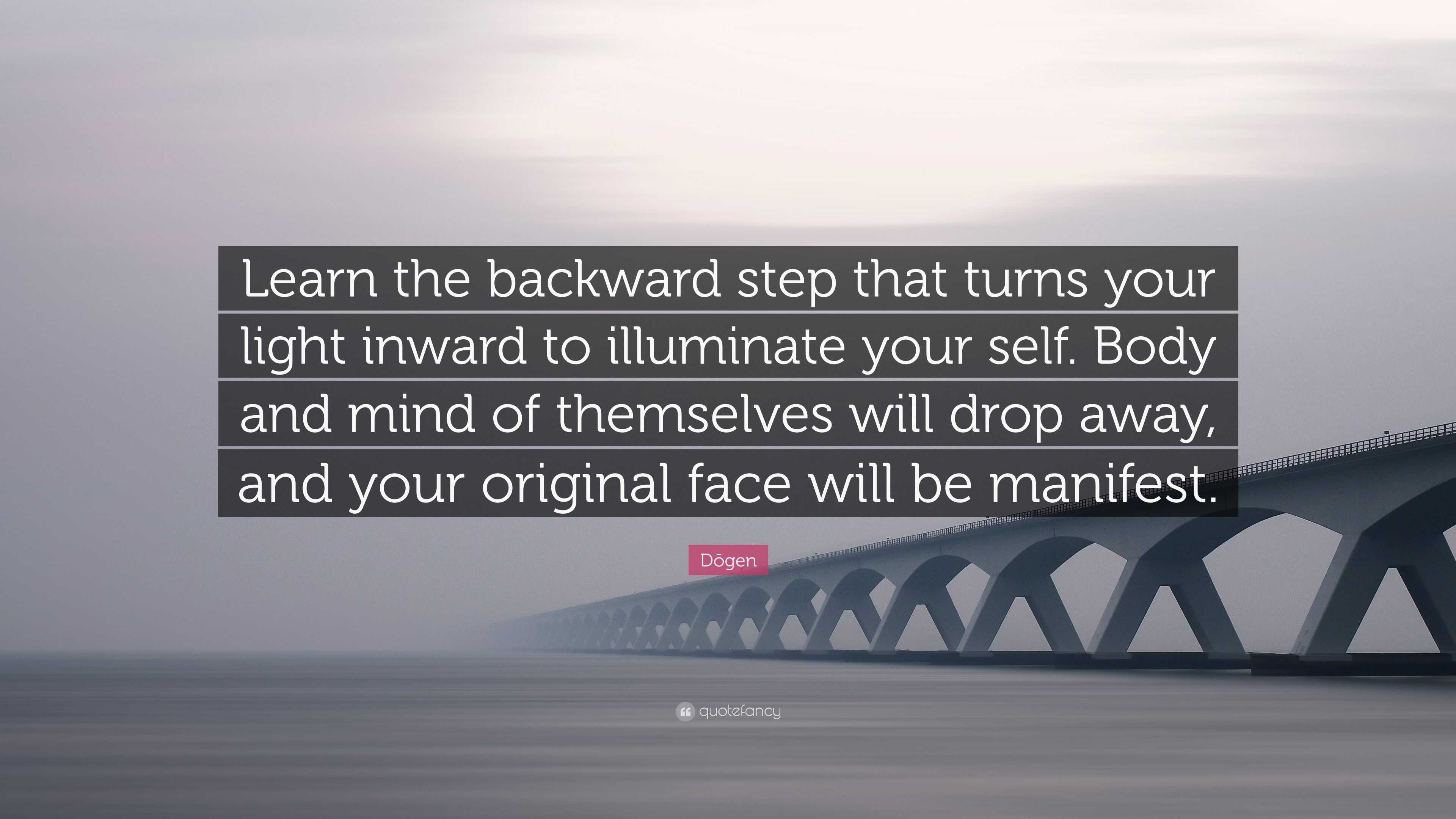 Dōgen Quote: “Learn the backward step that turns your light inward to ...