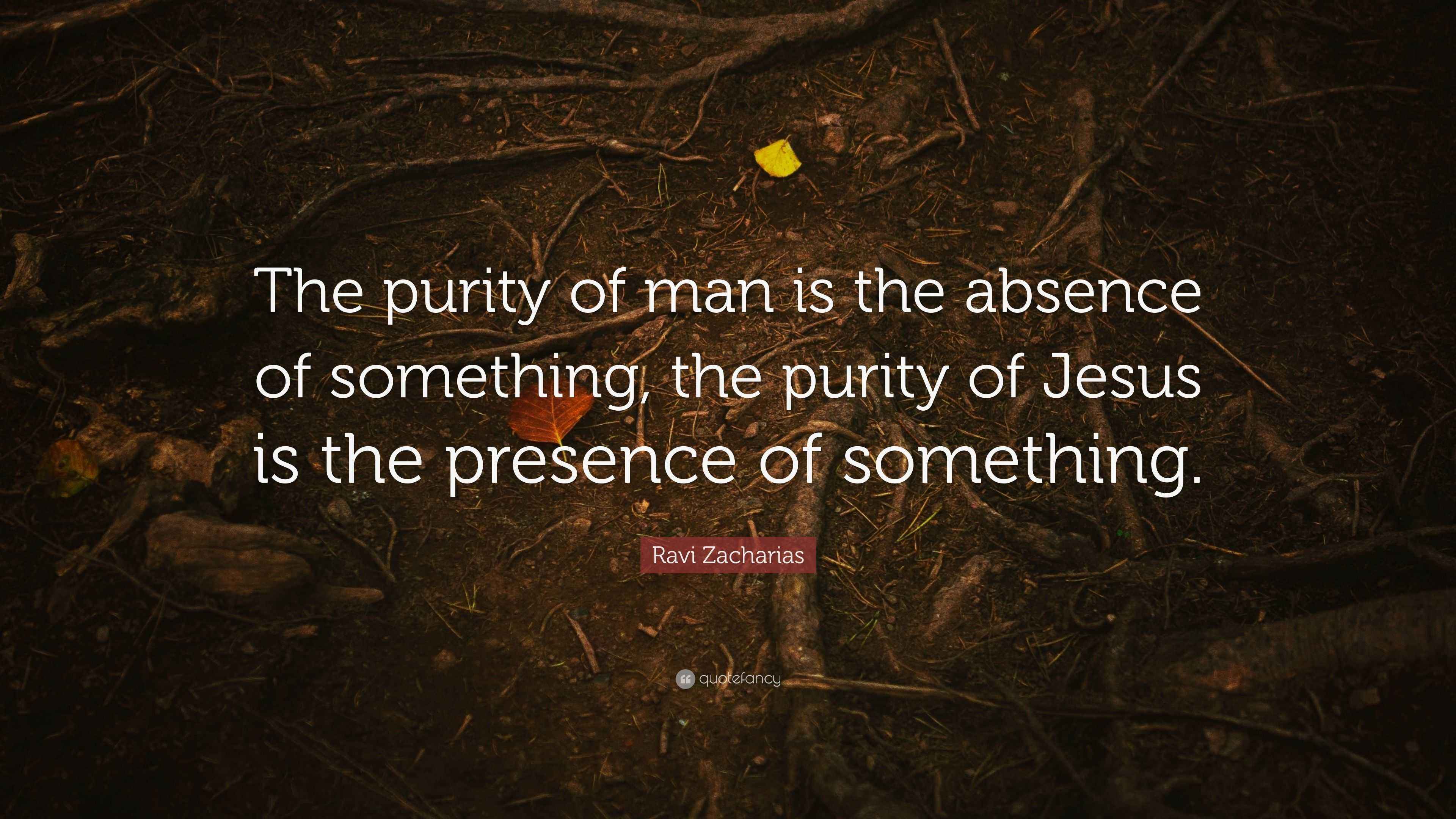 Ravi Zacharias Quote: “The purity of man is the absence of something ...