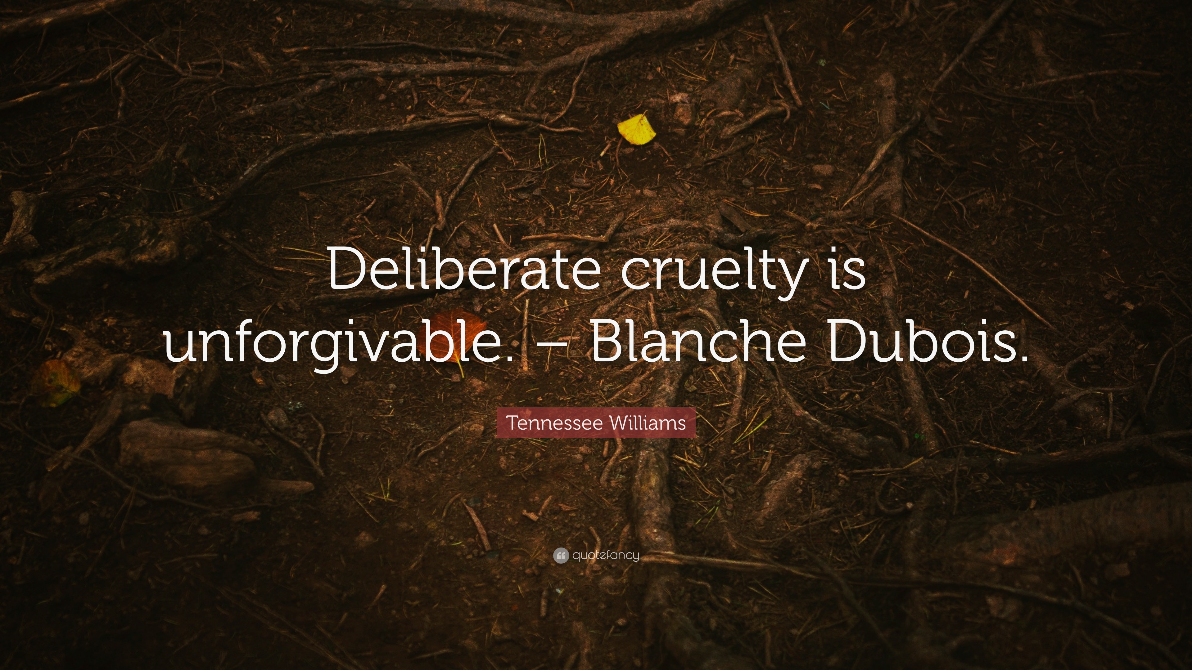 Tennessee Williams Quote: “Deliberate cruelty is unforgivable ...