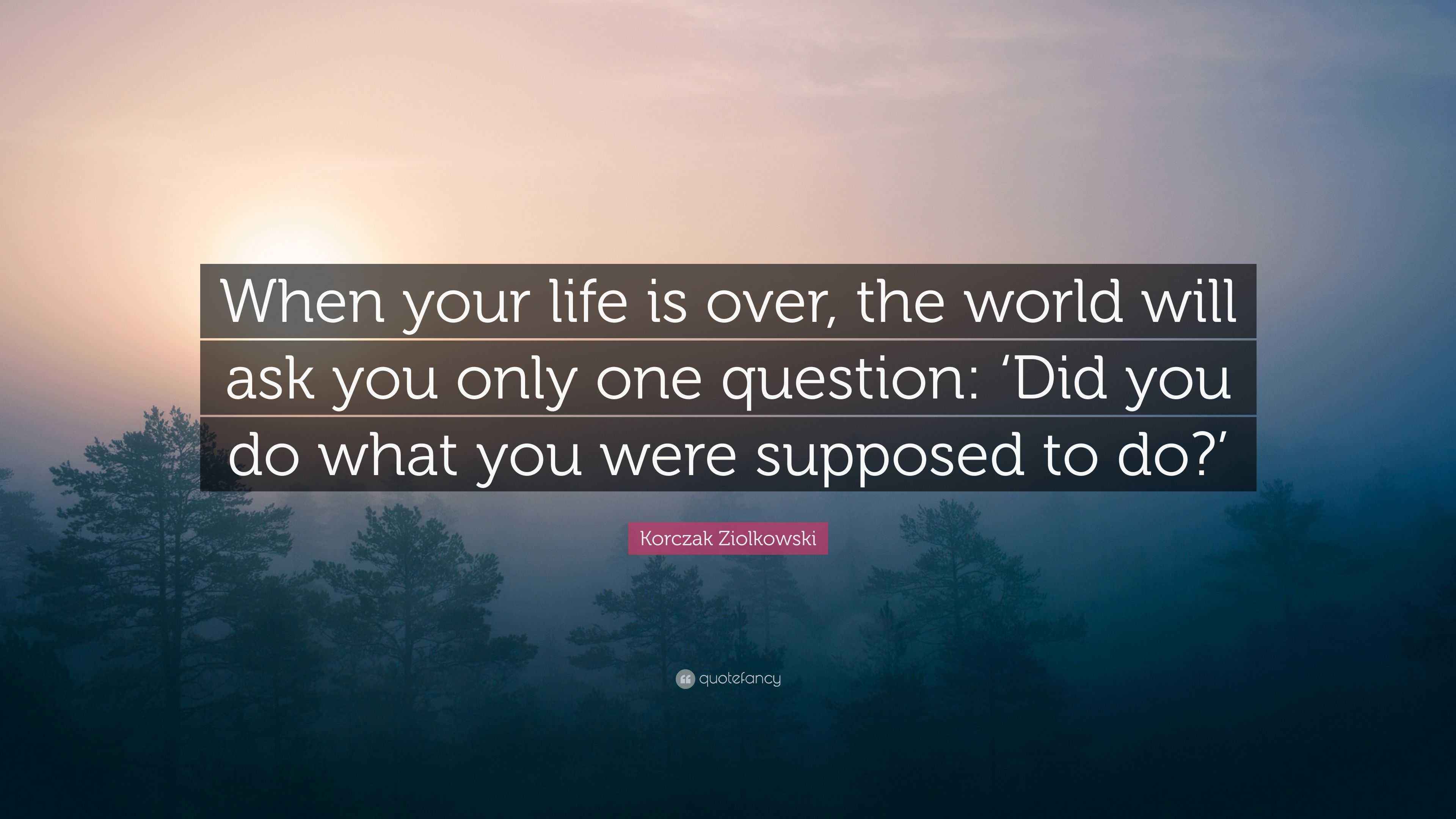 Korczak Ziolkowski Quote: “When your life is over, the world will ask ...