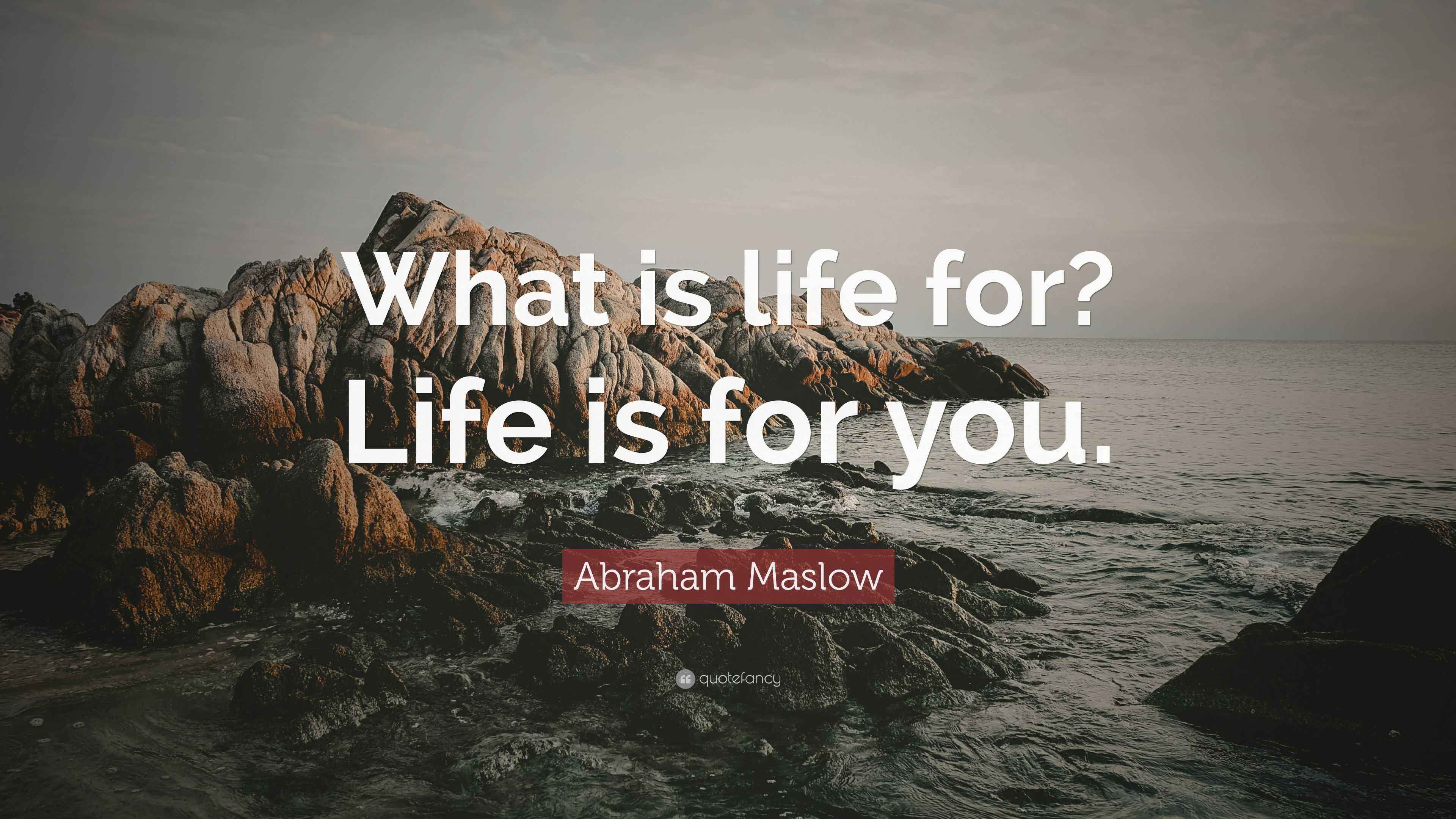 Abraham Maslow Quote: “What is life for? Life is for you.”
